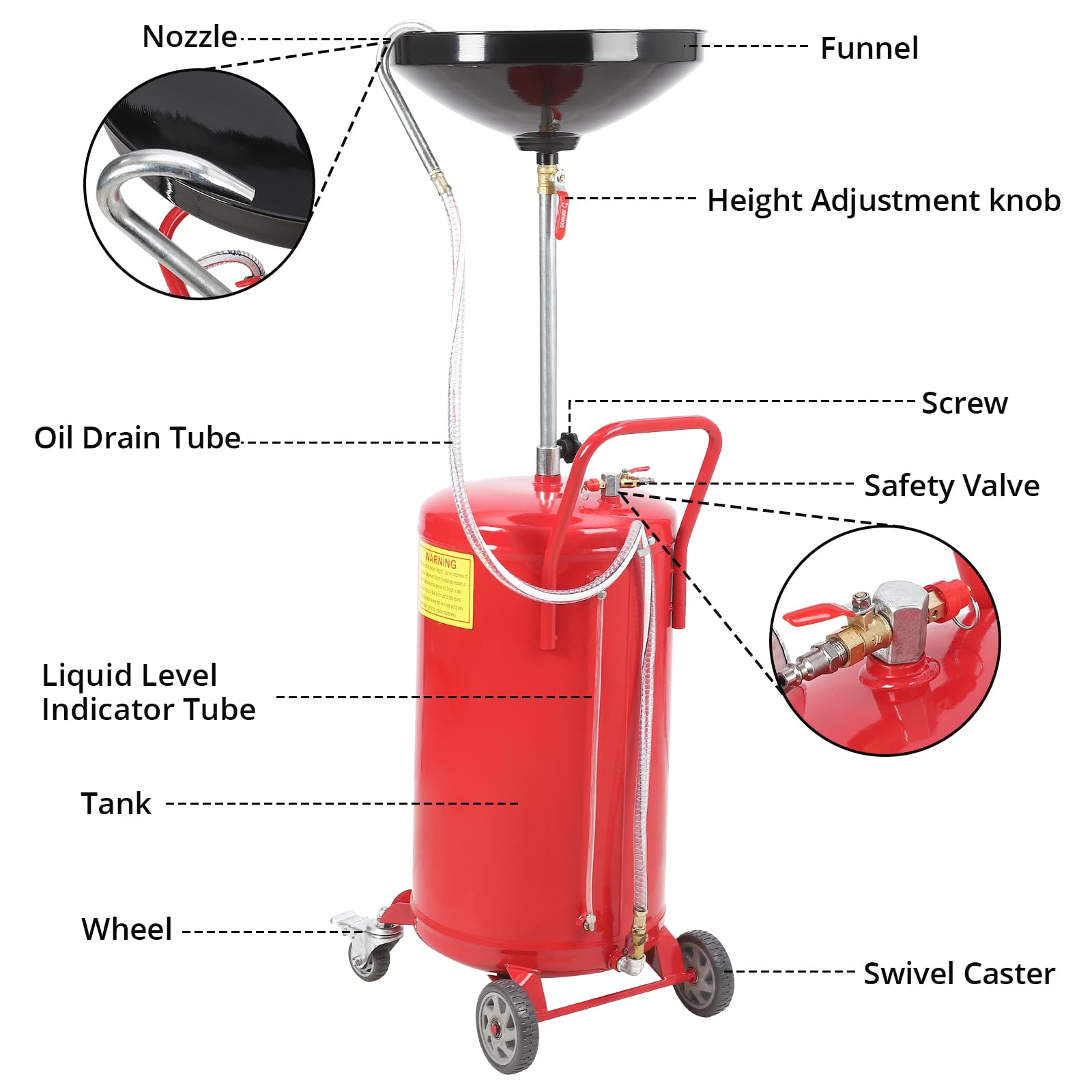 Snapklik.com : Waste Oil Drain Tank, 18 Gallon Portable Drain Container ...