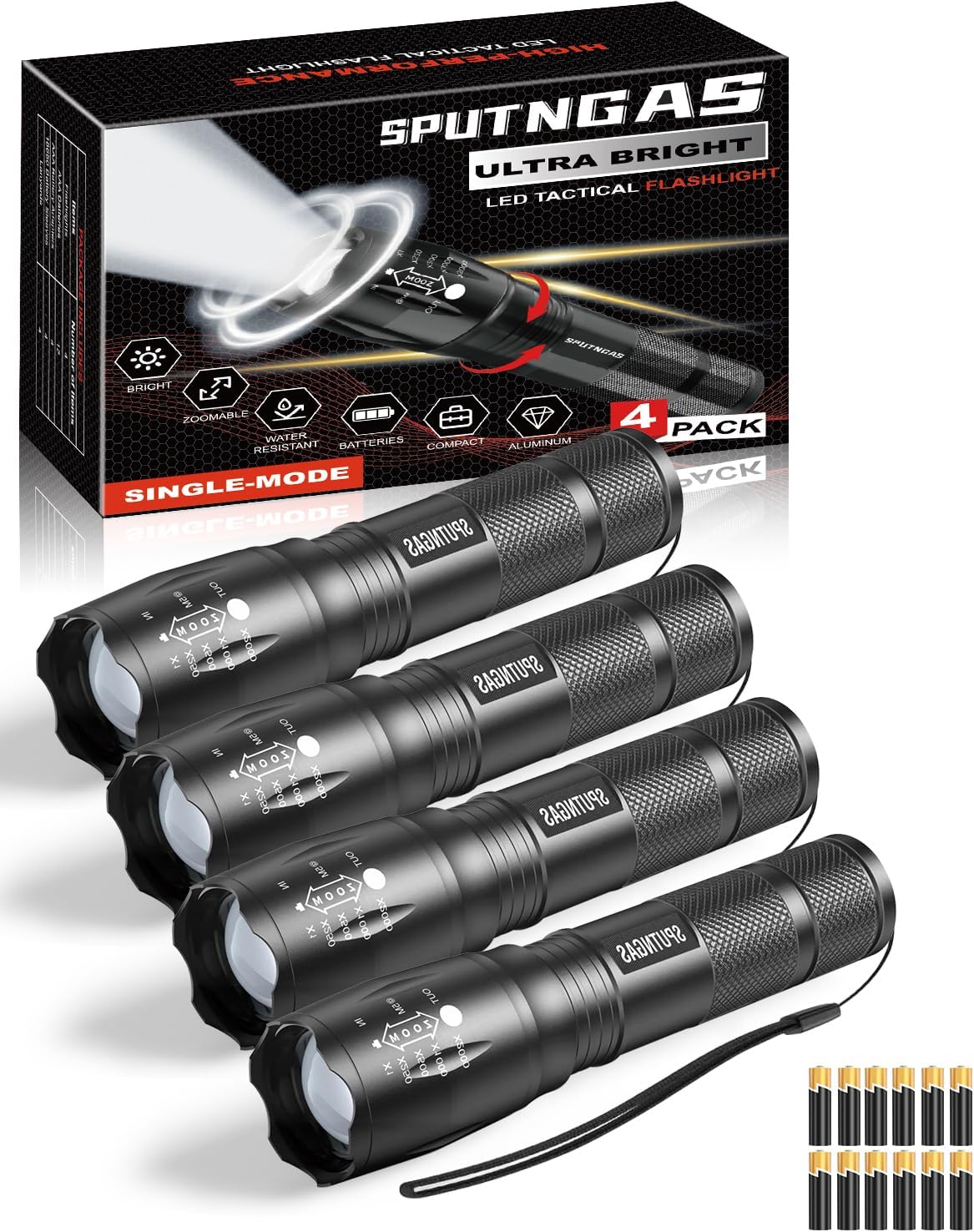 HinsGEAR LED Flashlight 1 Mode, Ultra Bright XML T6 Handheld ...