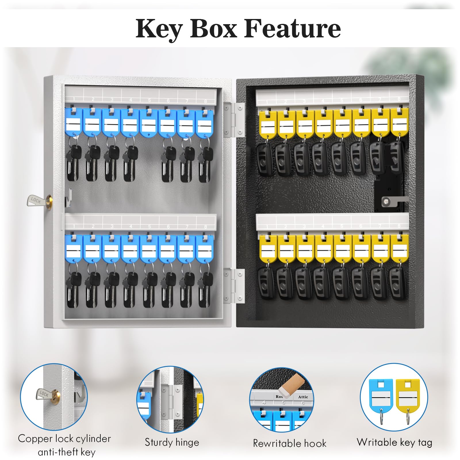Snapklik.com : WeHere 32 Key Lock Box(Plus), Smart Key Cabinet Wall Mount, OTP Access Share Half ...