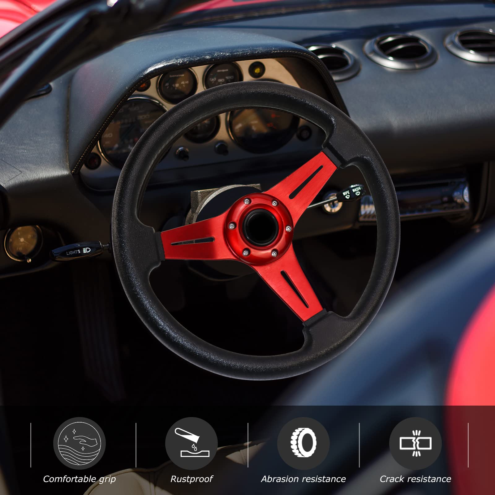 Snapklik.com : QYMOPAY Universal Racing Steering Wheel, 13.6 Inch 6 ...