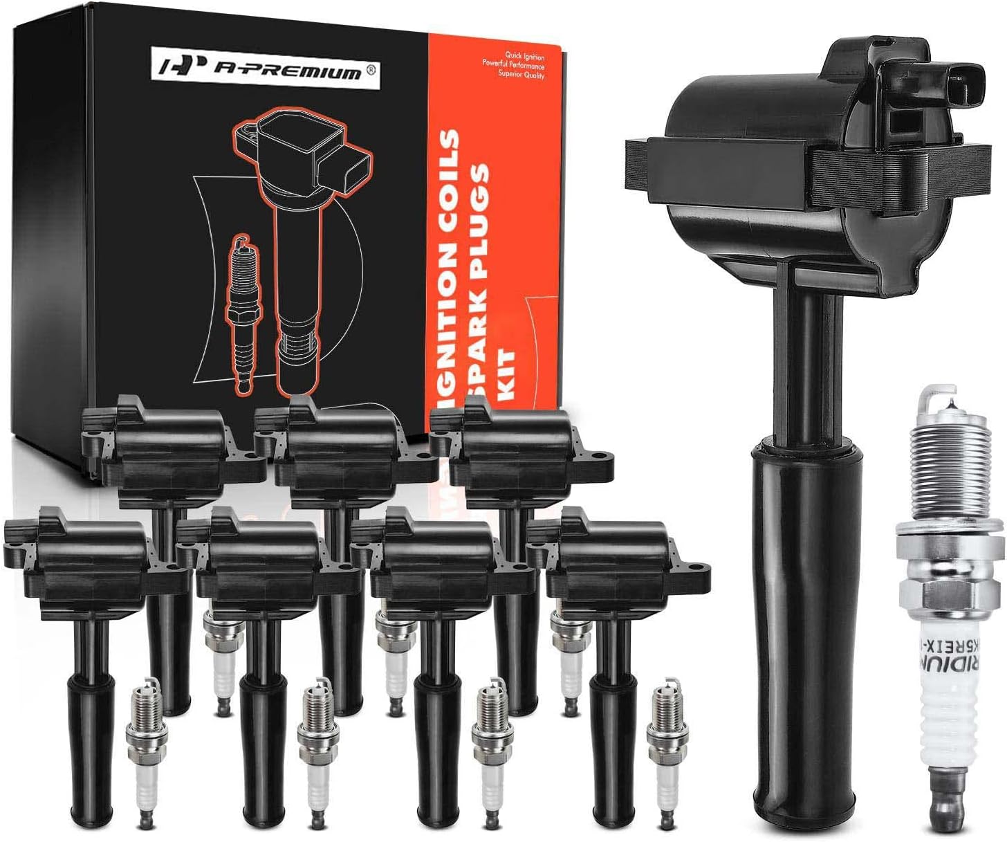 A-Premium 8x Ignition Coils and Iridium Spark Plug Kits Compatible with ...