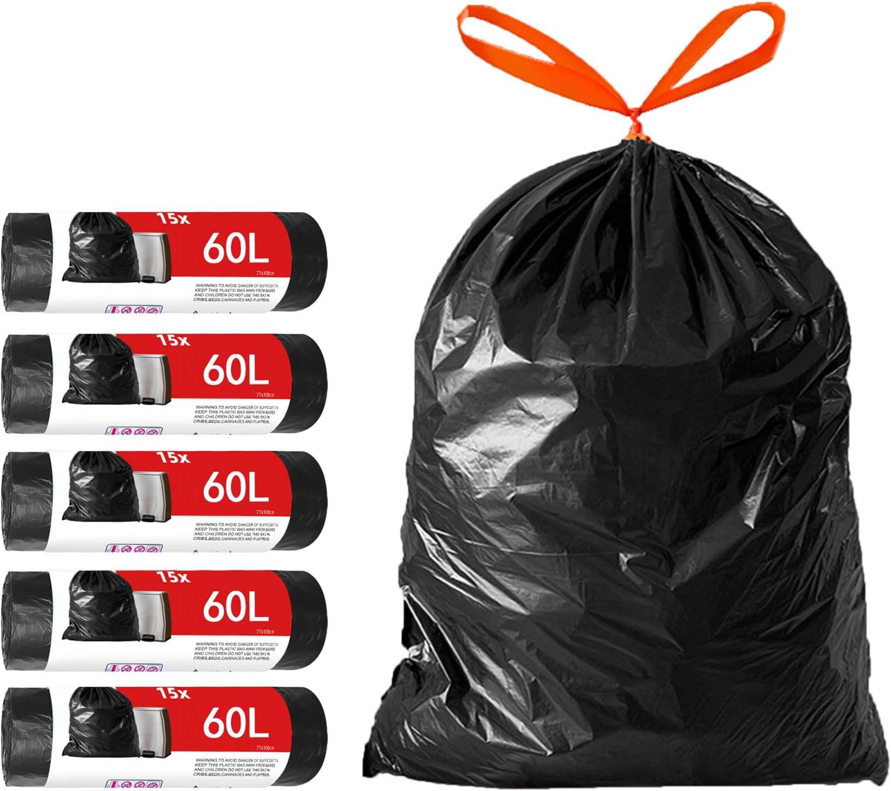Amazon.com: 55-60 Gallon Trash Bags Heavy Duty - Bulk 150 Pack Large ...