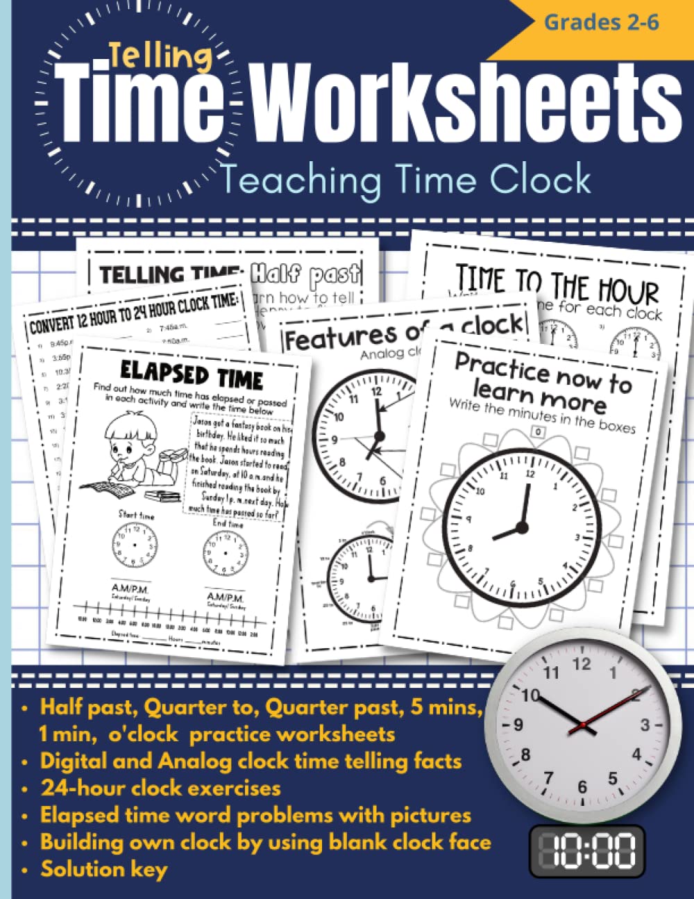 Buy Telling Time Worksheets: Time telling workbook with answer key for ...