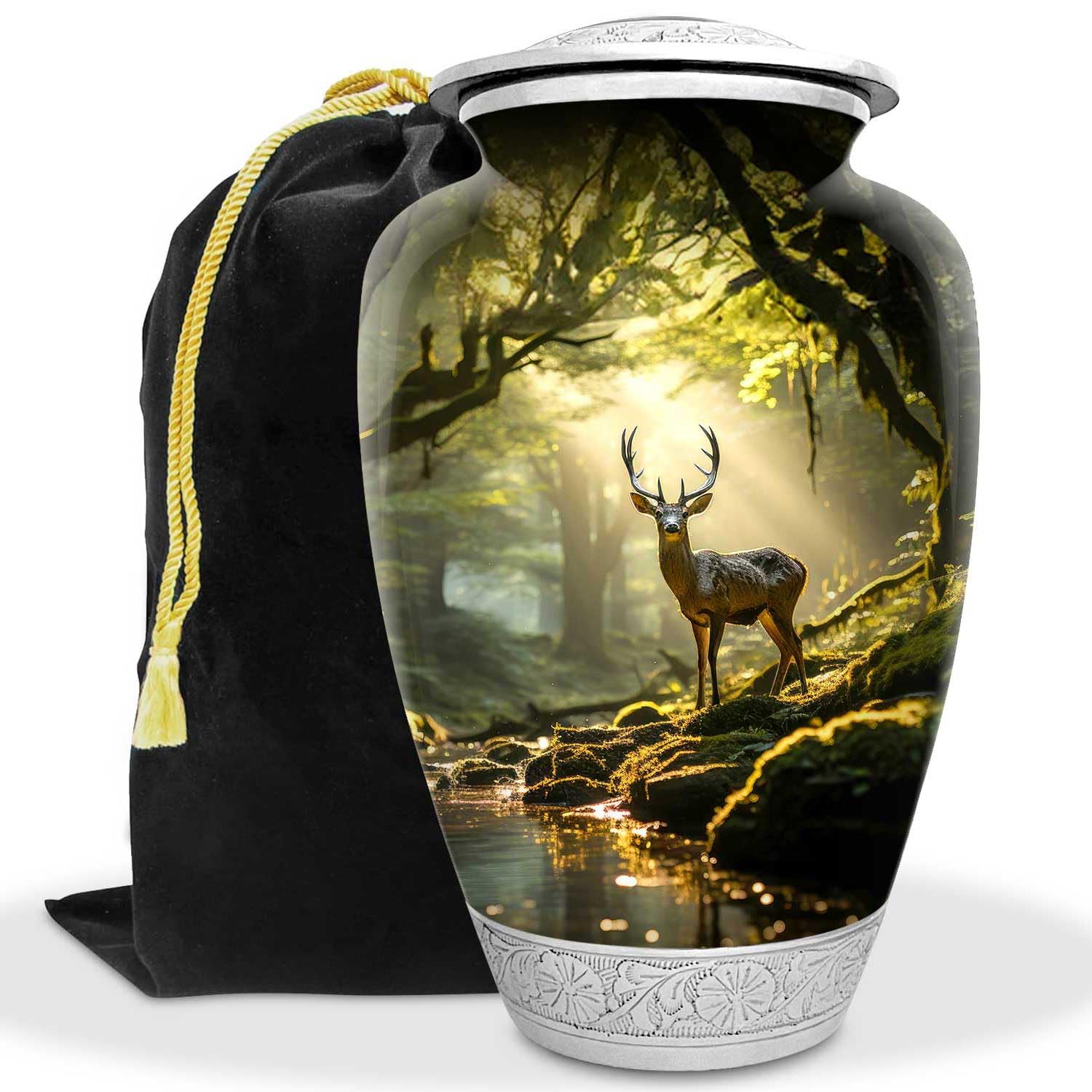 Amazon.com: Deer Forest Urn for Human Ashes | Large Handcrafted Funeral ...