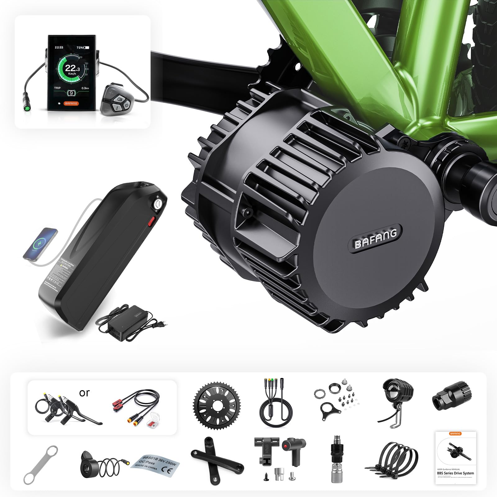 Amazon.com : BAFANG HD 1000W Mid Drive Kit with Battery(Optional ...