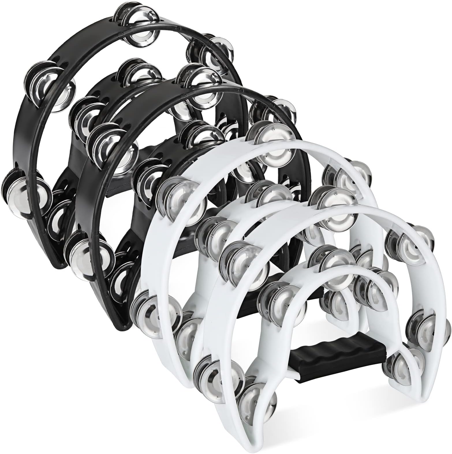 Amazon.com: 4 Pack Half Moon Hand Held Tambourine 10" Double Row Metal ...