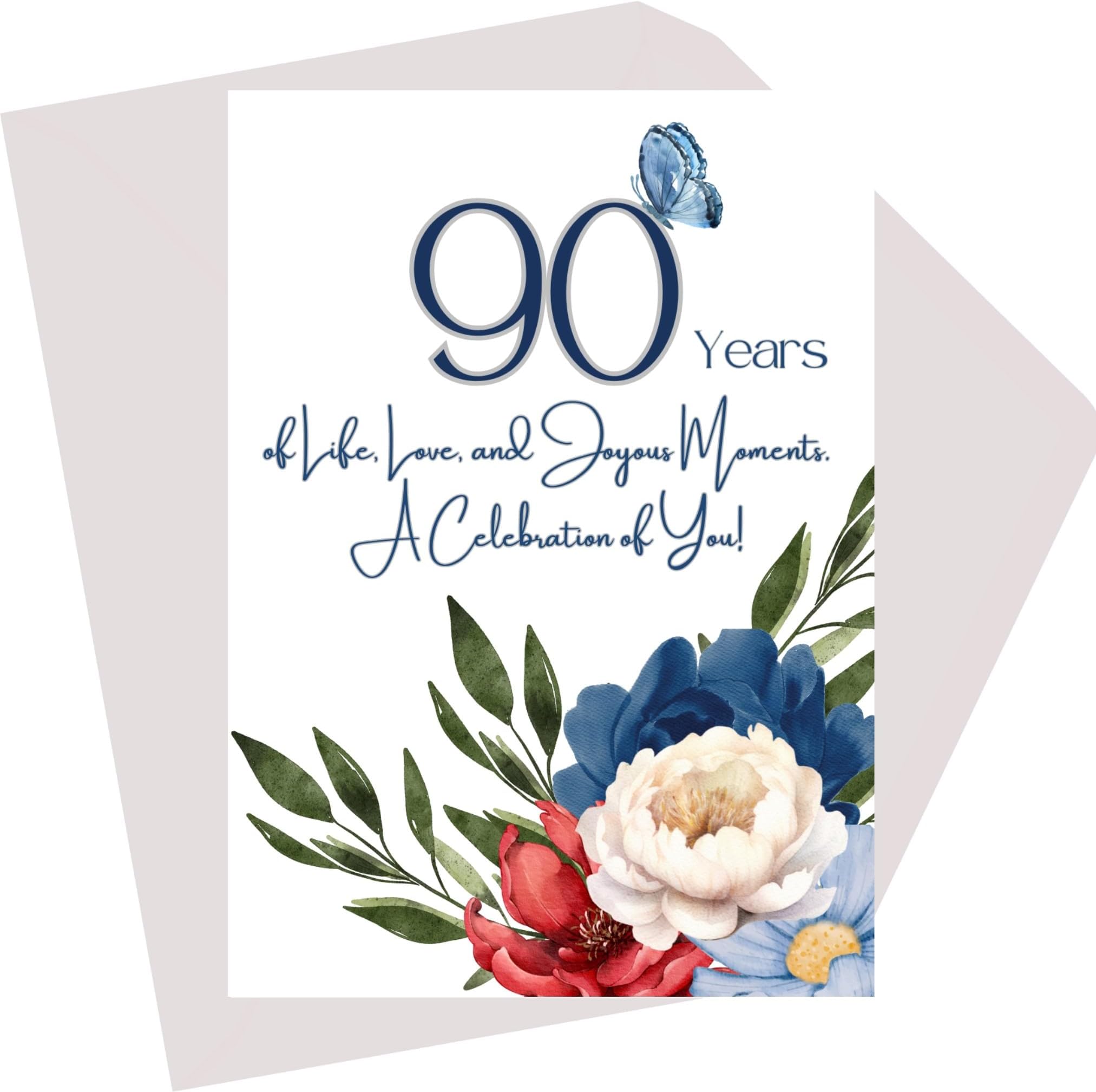 Amazon.com : 7 Hills Cards - 90th Birthday Greeting Card, 90 years old ...
