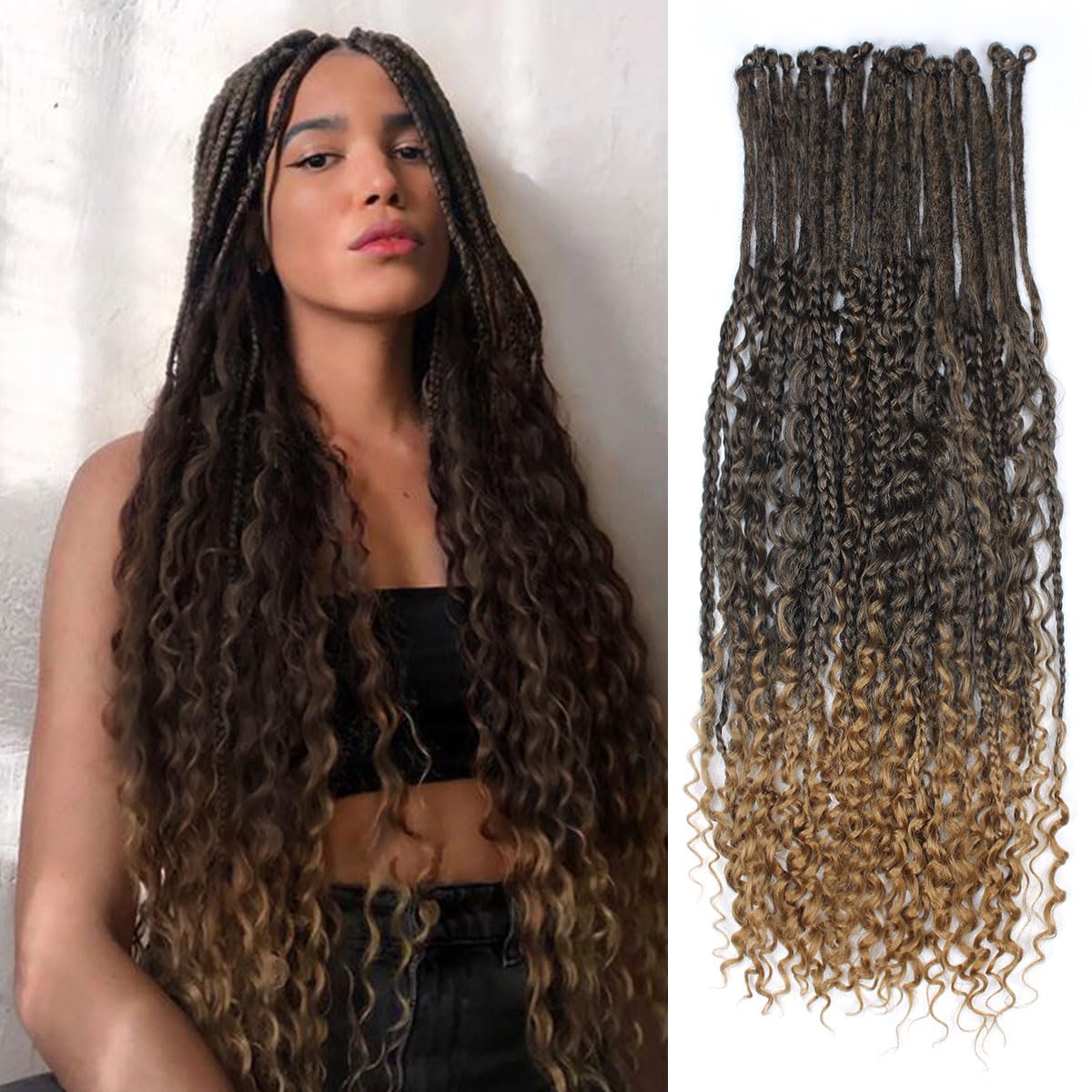 Amazon.com : Lounoke 24 In 30 Strands Boho Braid Dreadlock Extensions ...