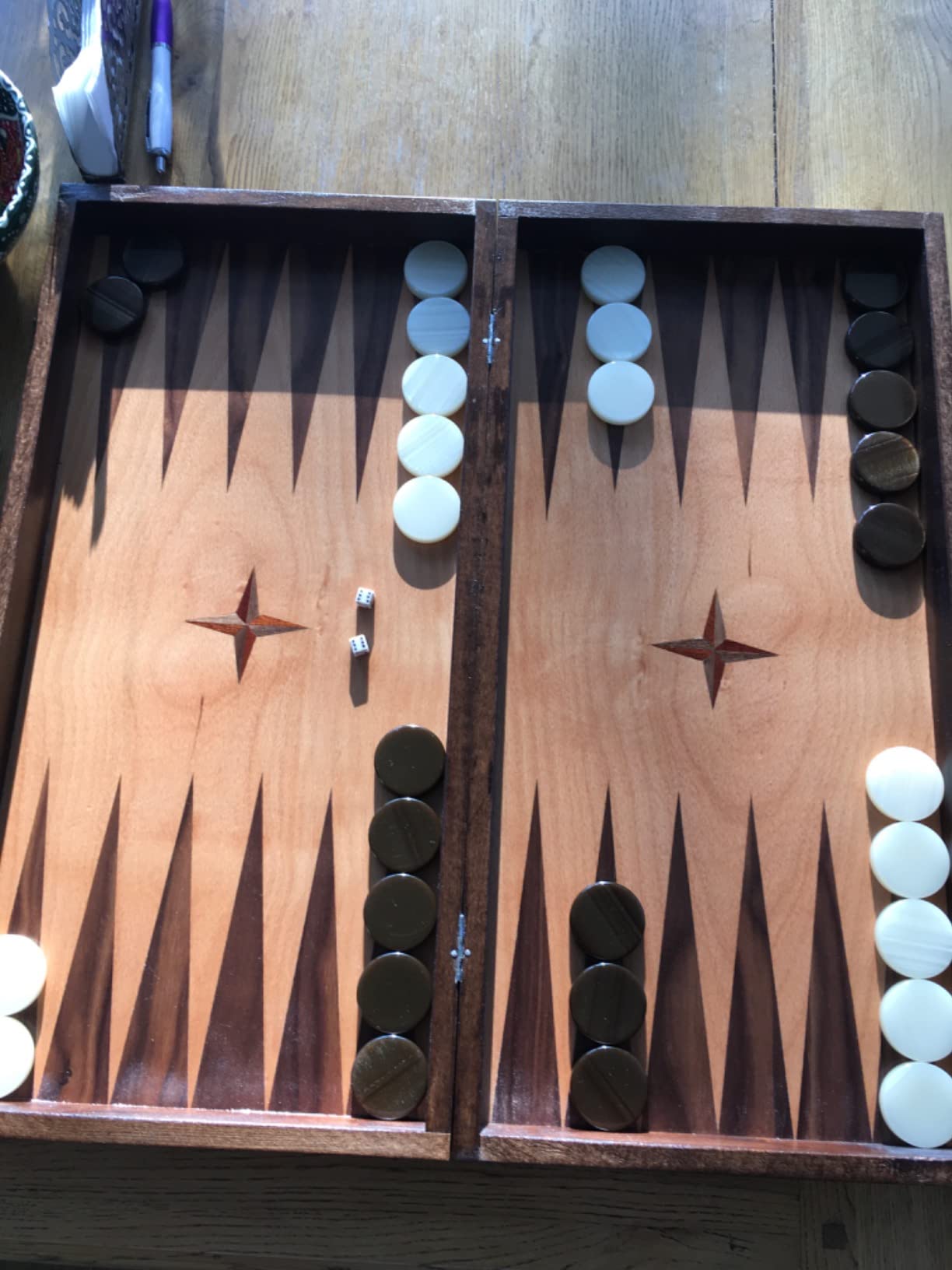 Manopoulos Pearl Acrylic Backgammon Checkers, Cream and Brown, 36mm ...