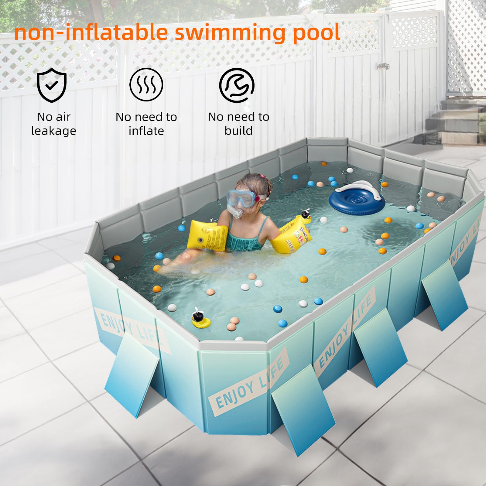 Snapklik.com : Large Foldable Swimming Pool, Non-Inflatable Kids And ...