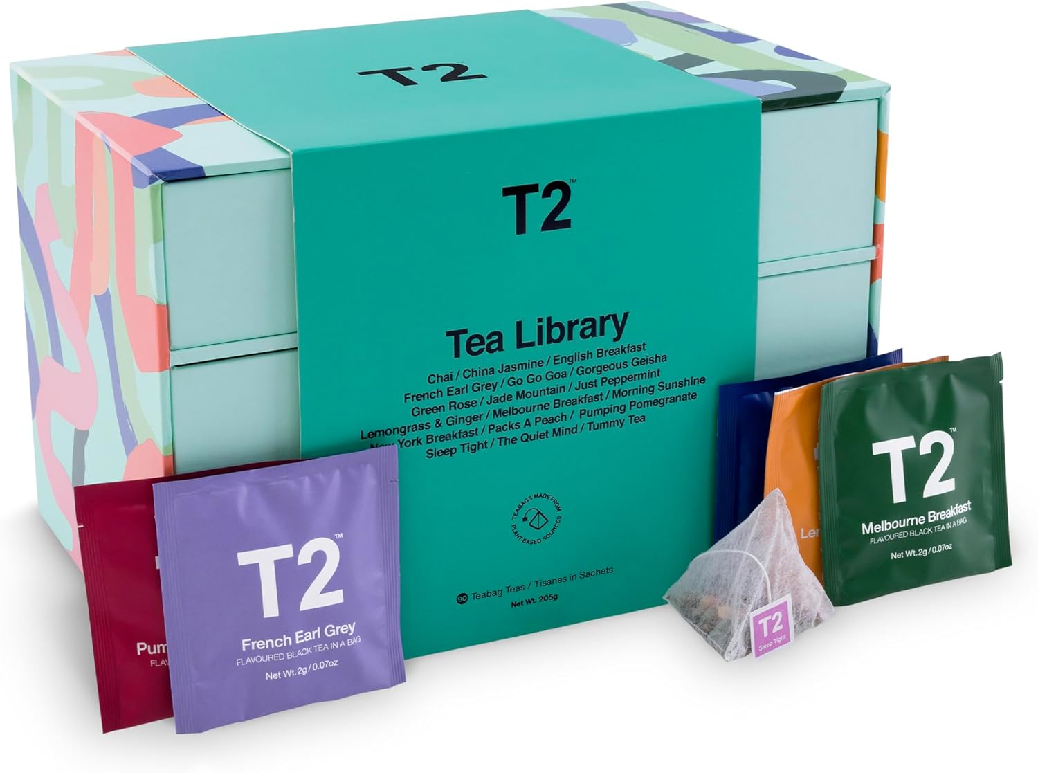 T2 Tea Tea Library Gift Pack, 90 Individually Wrapped Tea/Tisane ...