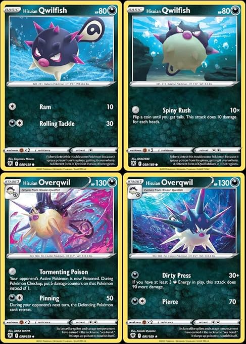 Amazon.co.jp: Hisuian Overqwil - Astral Radiance - レアポケモン進化カードロット - 090 ...