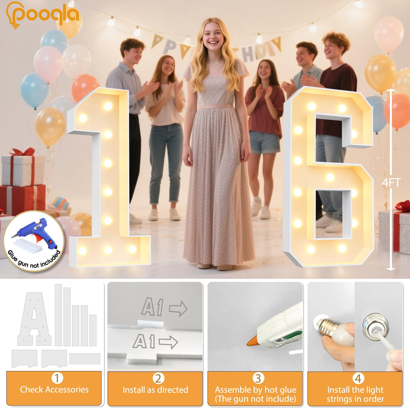 Snapklik.com : 4 FT Light Up Marquee Numbers, Marquee Number Lights 4 ...