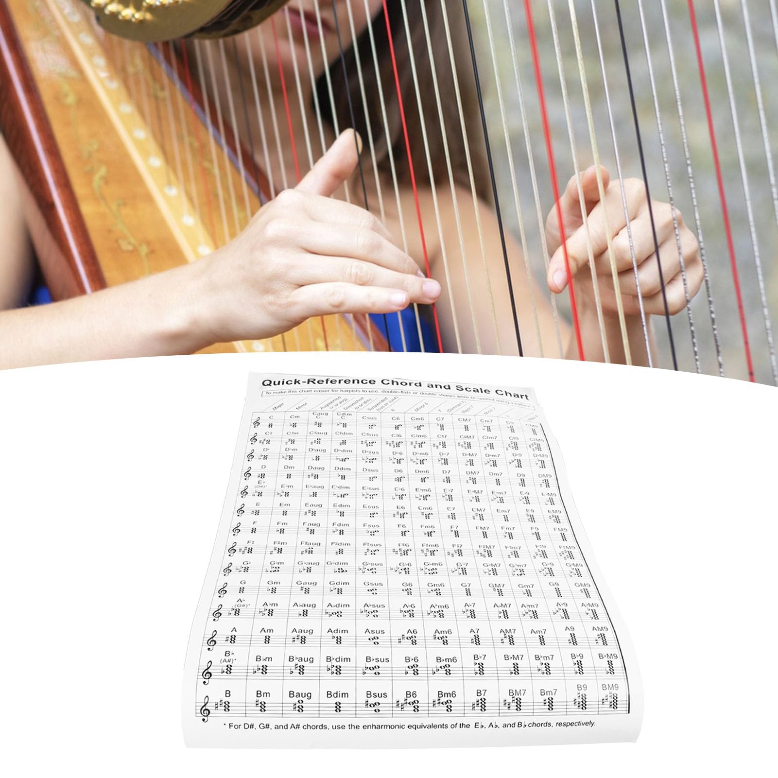 Snapklik.com : Portable Harp Chord Chart, Coated Paper, Beginner ...