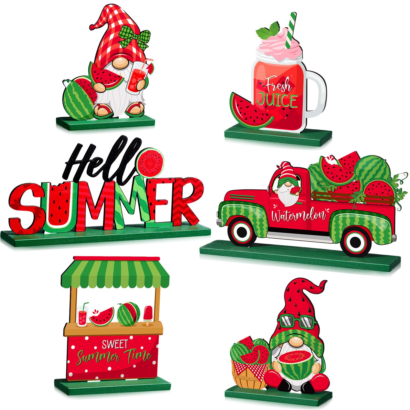 Amazon.com: Thyle 6 Pack Summer Table Sign Watermelon Wooden Table ...
