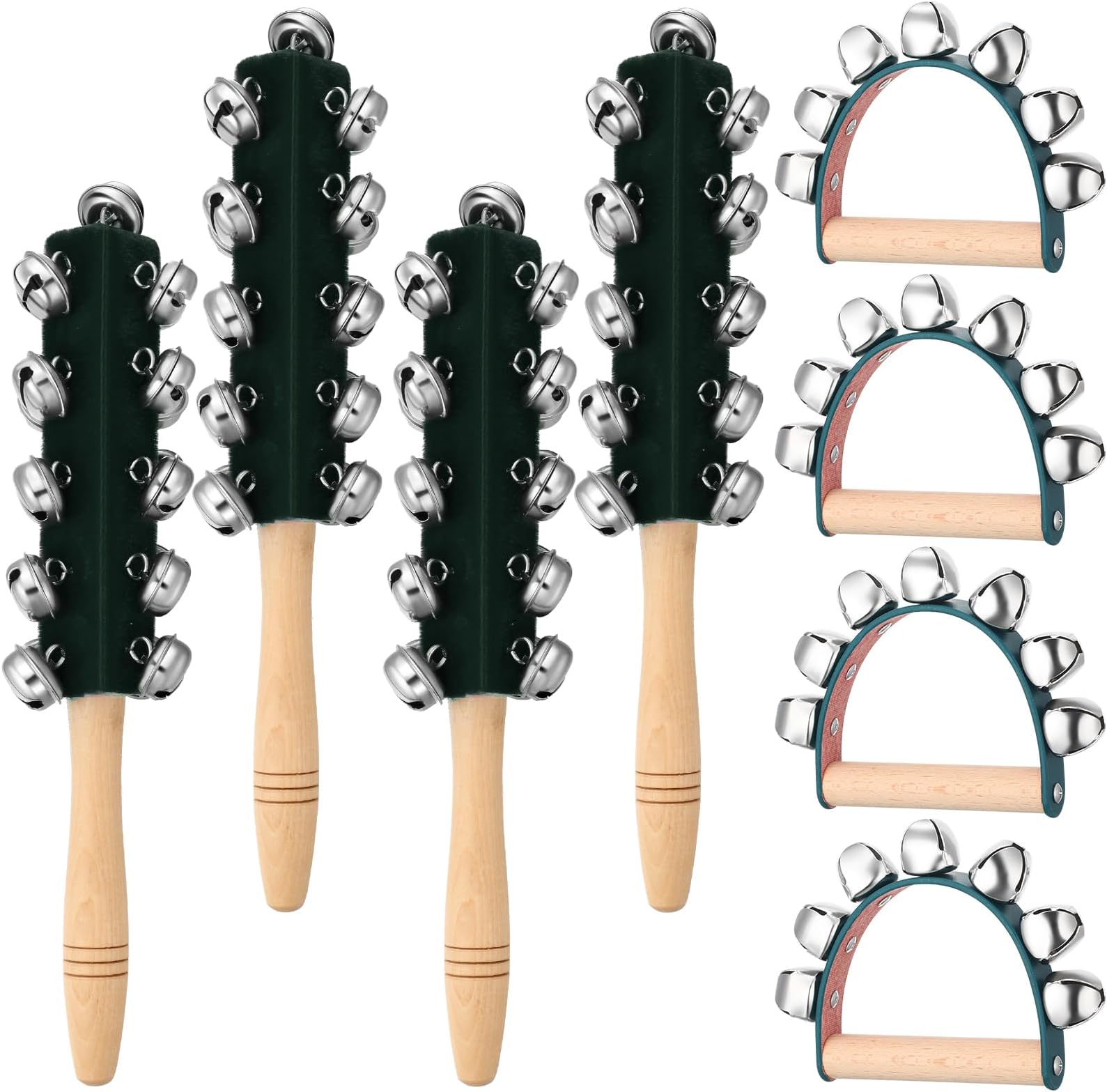 Amazon.com: 8 Pieces Christmas Hand Jingle Bells Handheld Sleigh Bells ...