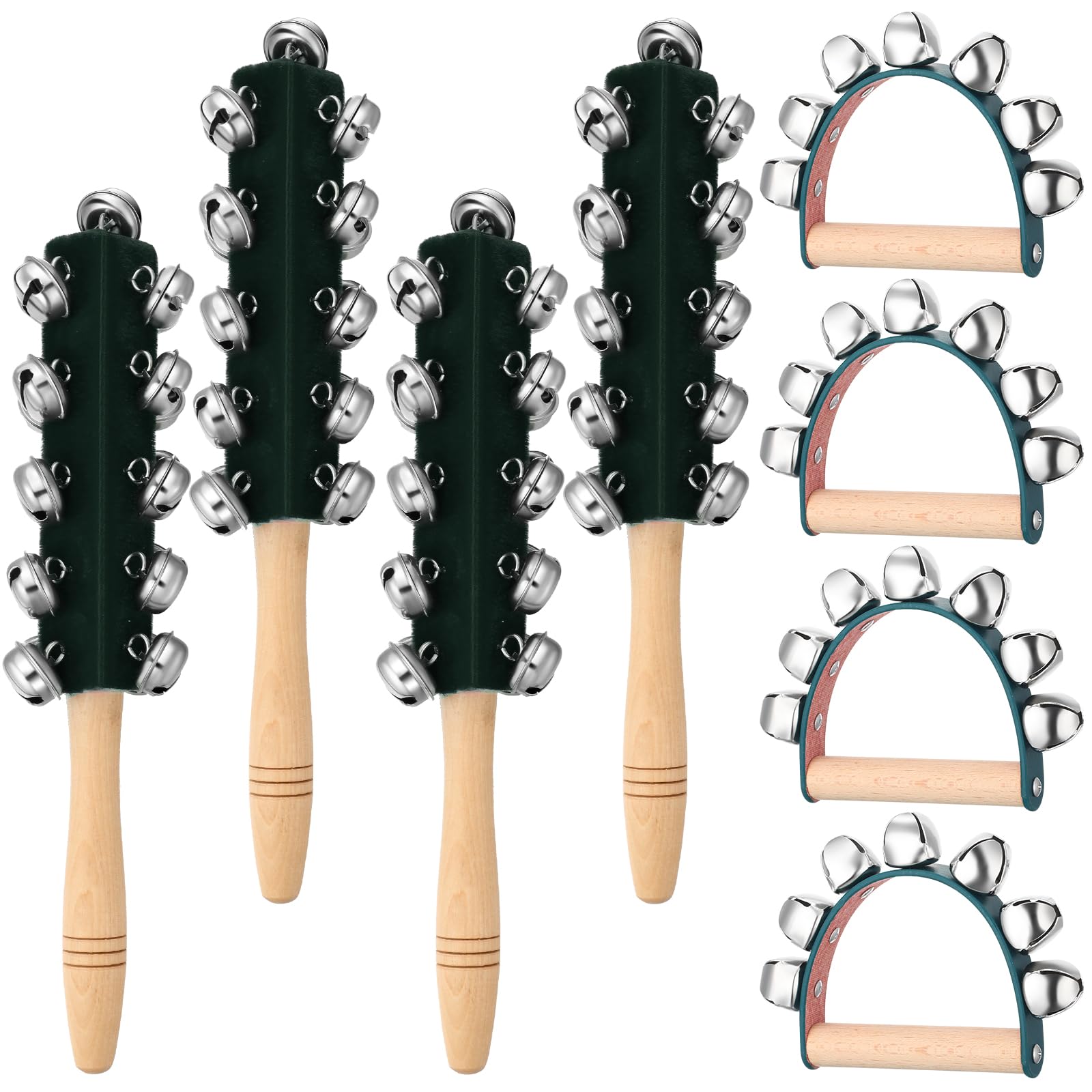 Amazon.com: Cindeer 8 Pieces Christmas Hand Jingle Bells Handheld ...