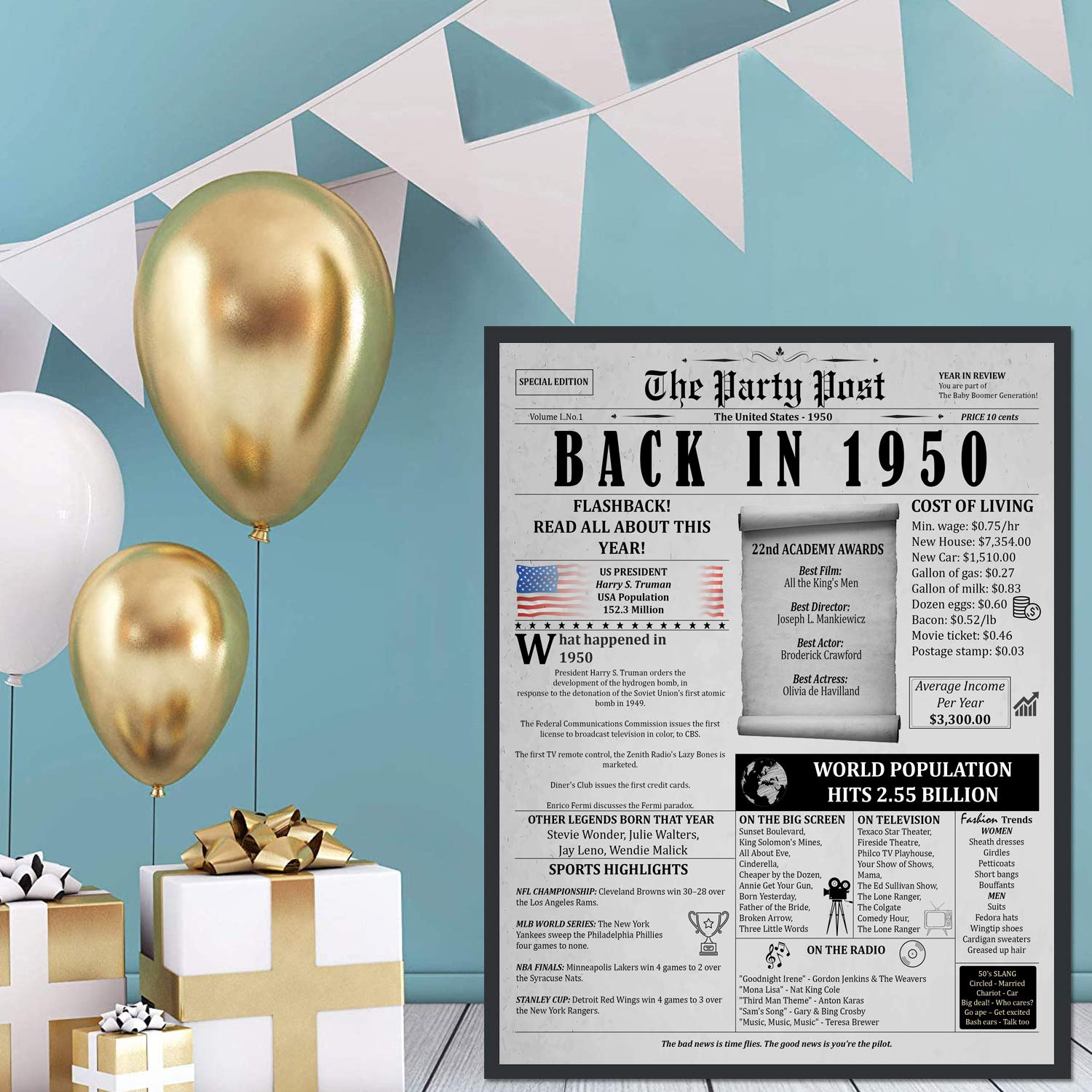 Snapklik.com : 75th Birthday Poster 8 X 10 Party Sign - Born 75 Years ...