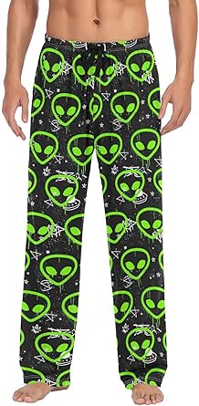 Amazon.com: Fisyme Green Alien Neon Mens Pajama Pants Men's Pajama ...