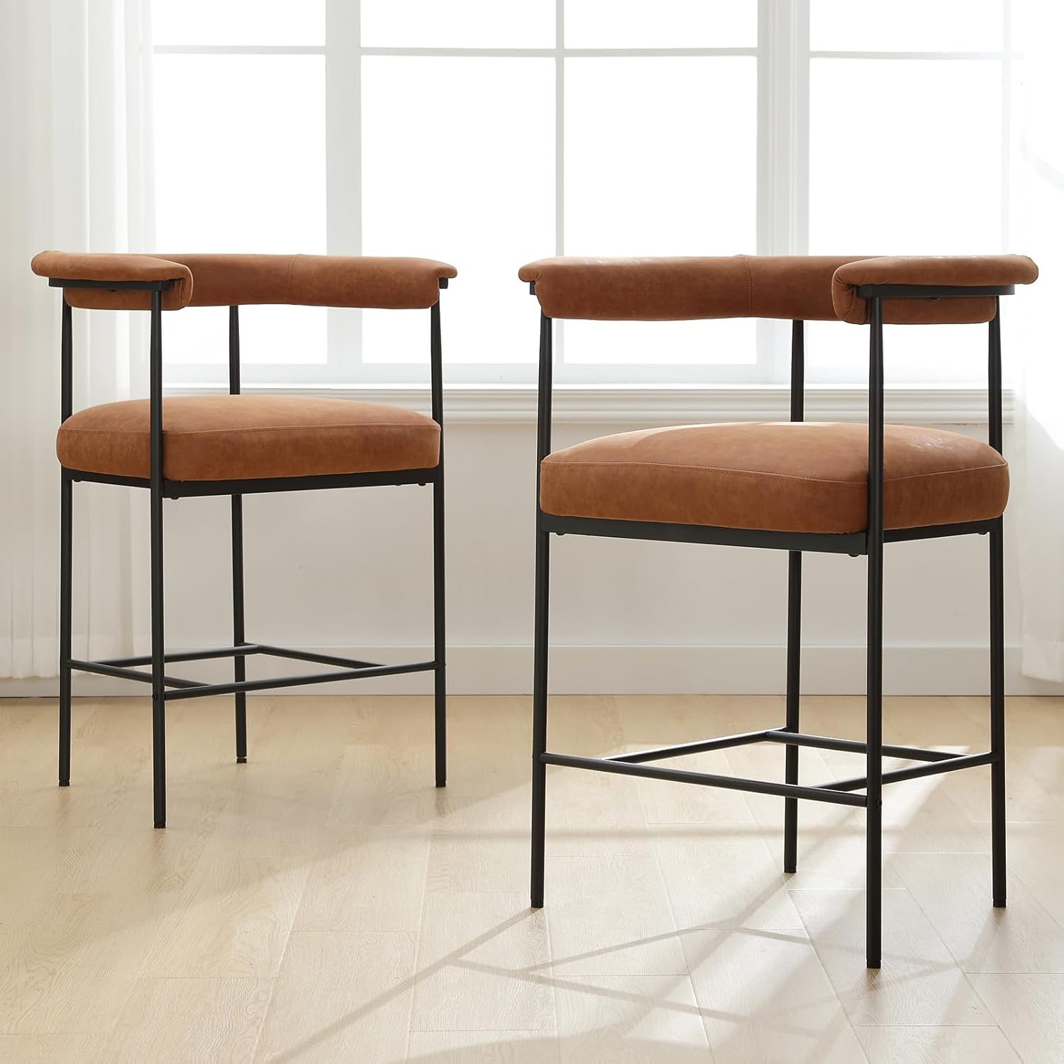 Amazon.com: DUOMAY Modern Barrel Bar Stool Set, 26" Counter Height with ...