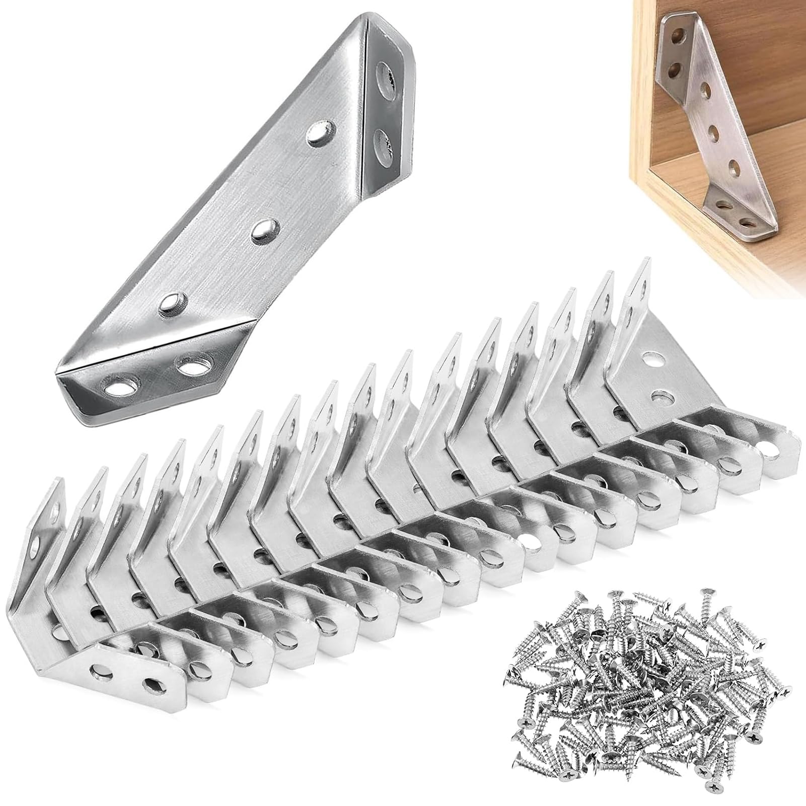 Corner Brackets for Wood ,16Pack Universal Stainless Steel Furniture ...