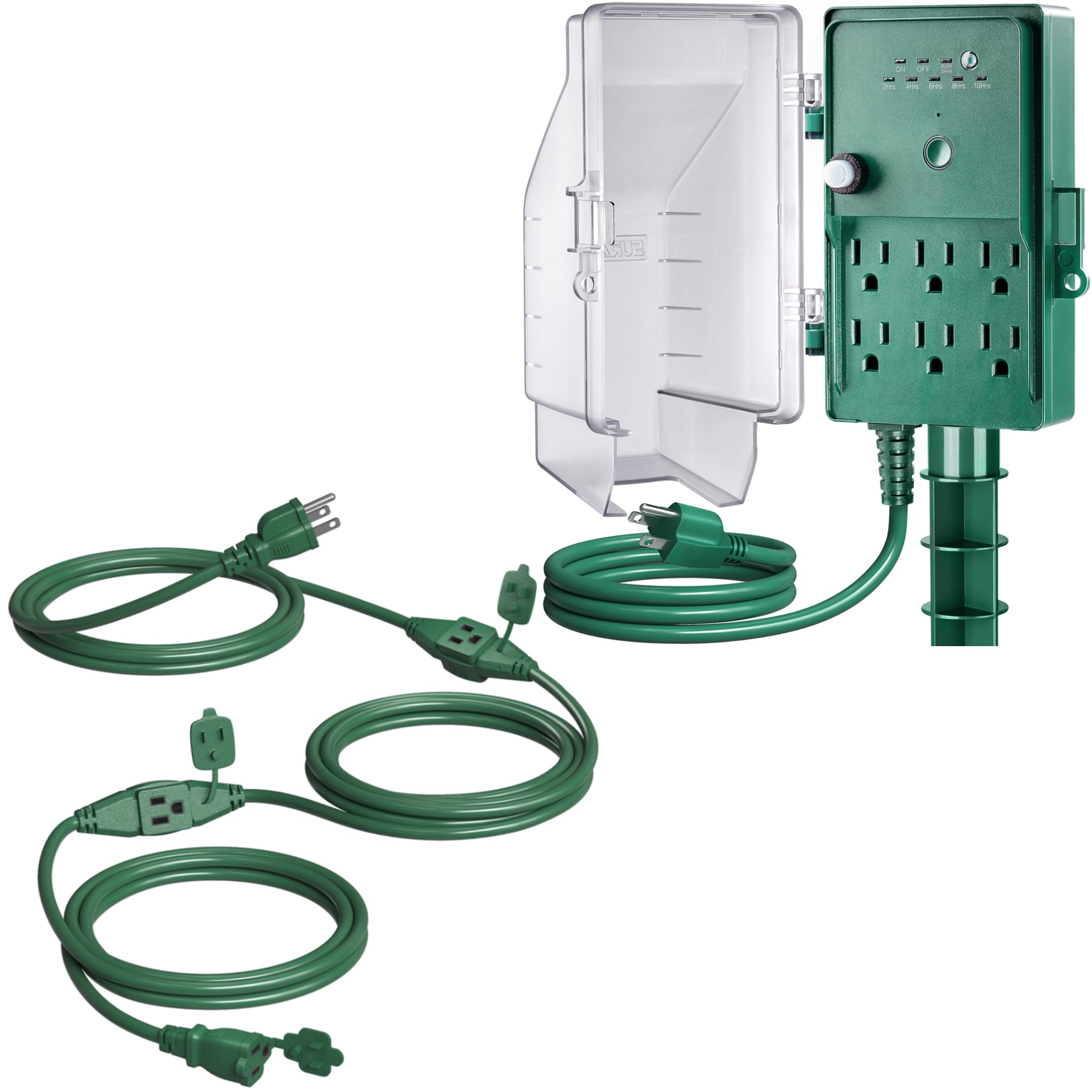 SURAIELEC Dusk to Dawn Outdoor Power Stake Light Timer and 25 FT ...