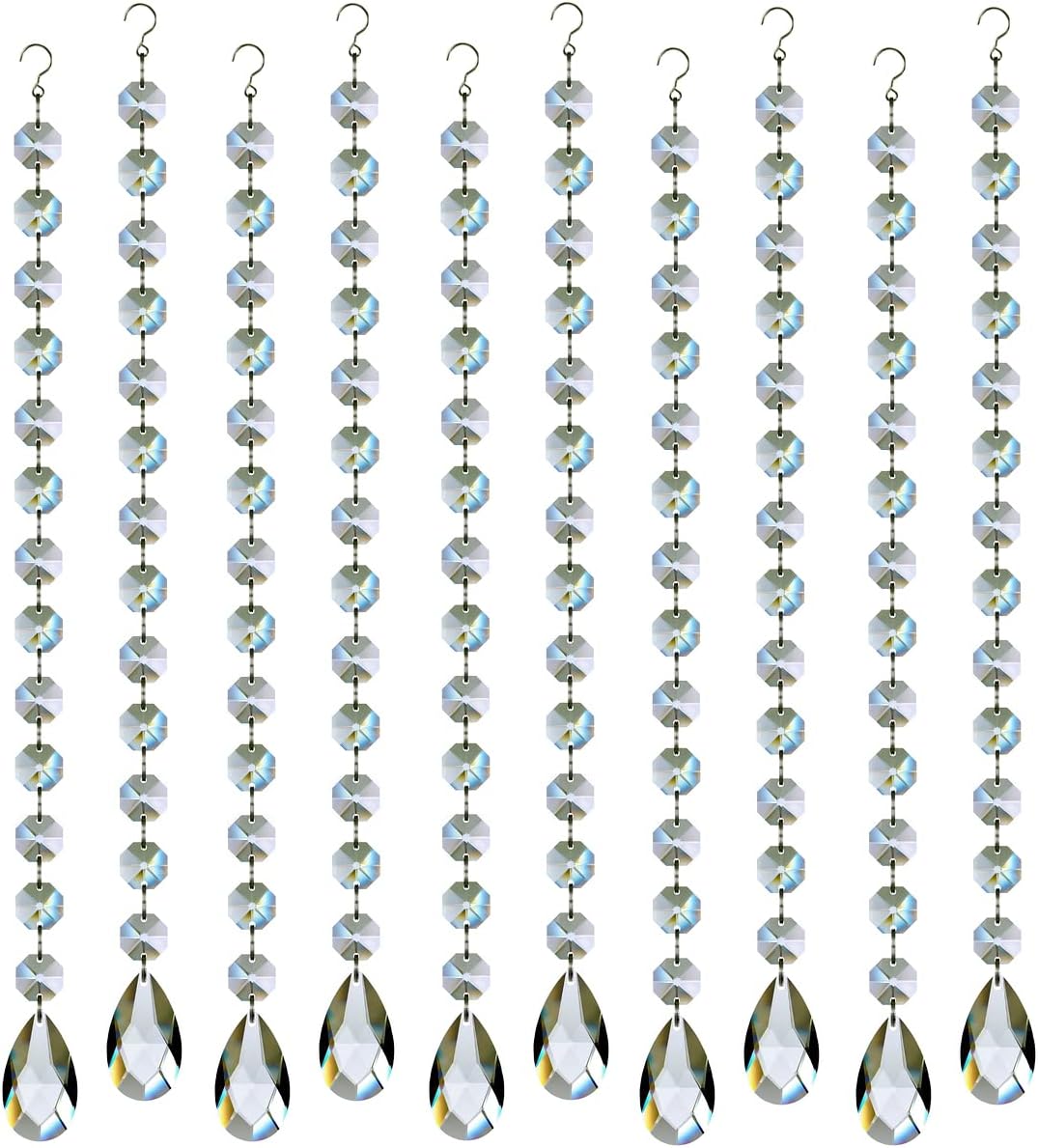Amazon.com: Fushing 10Pcs 1ft Teardrop Crystal Strands, Hanging Crystal ...