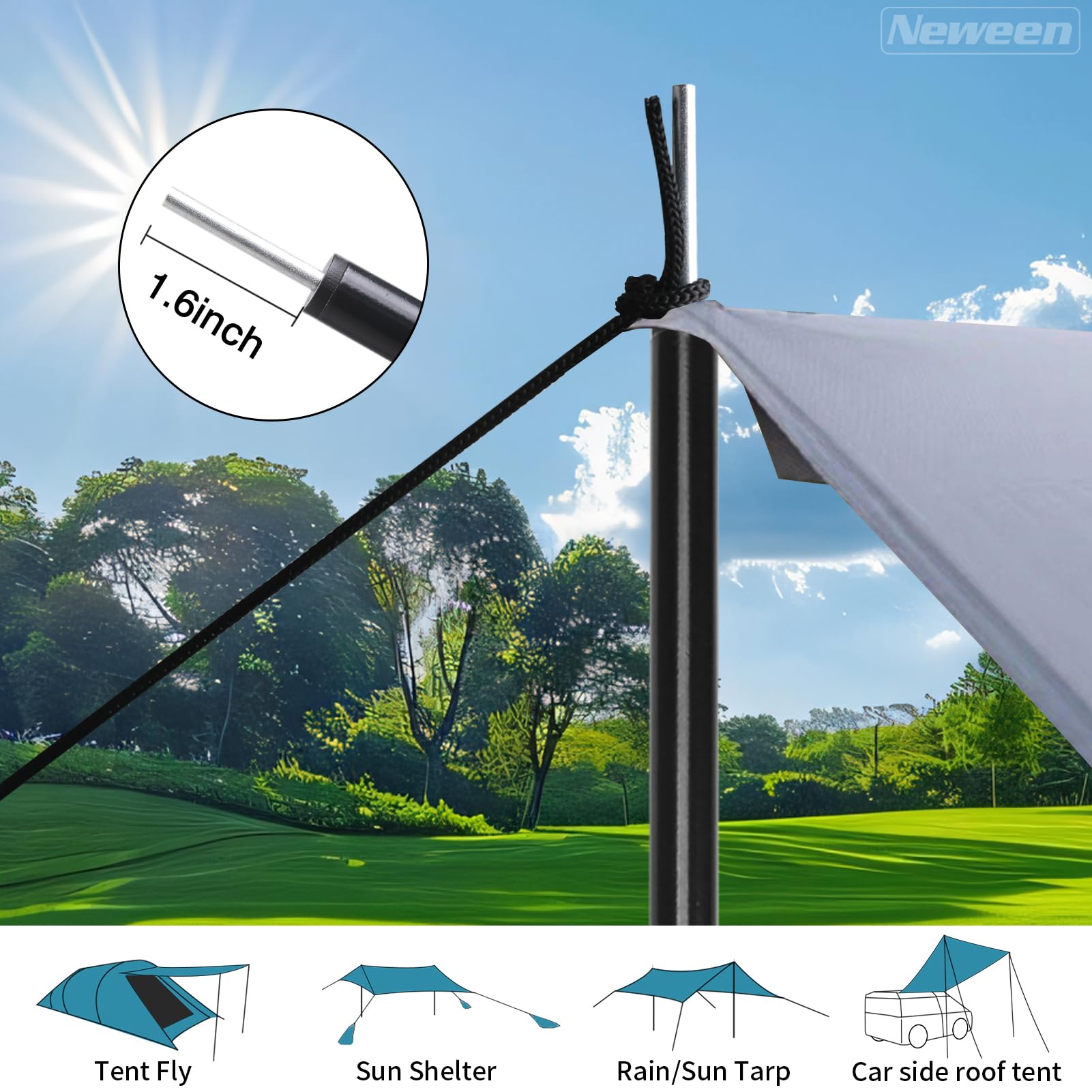 Snapklik.com : Neween Tent Poles For Tarp Adjustable Camping Tarp Poles ...
