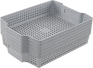 Amazon.com: Ramddy 6 Pack Stacking A4 Paper Storage Basket Tray, Grey ...