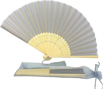 FANSOF.FANS Fabric Folding Hand Fan with Tassel, Grade A Bamboo Ribs ...