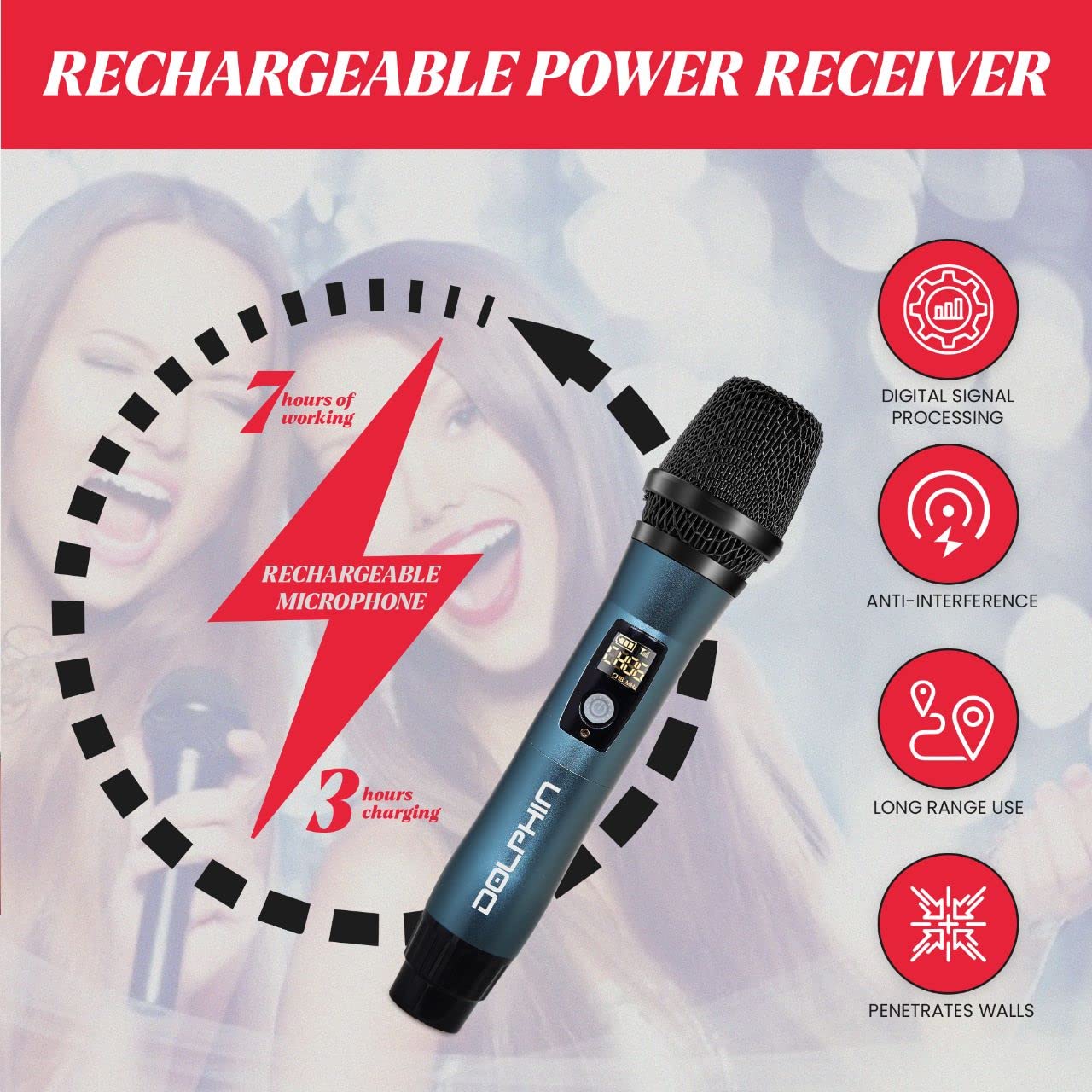 Snapklik.com : Dolphin MCX11 UHF Wireless Microphone For Karaoke ...