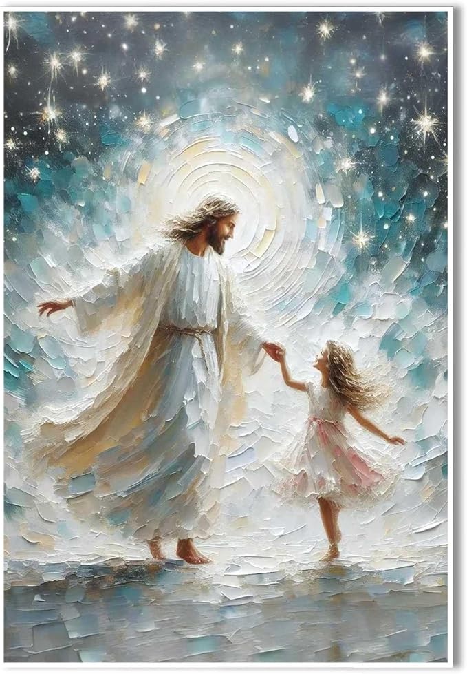 Amazon.com: Jesus and Little Girl Dancing Christian Wall Art Jesus and ...