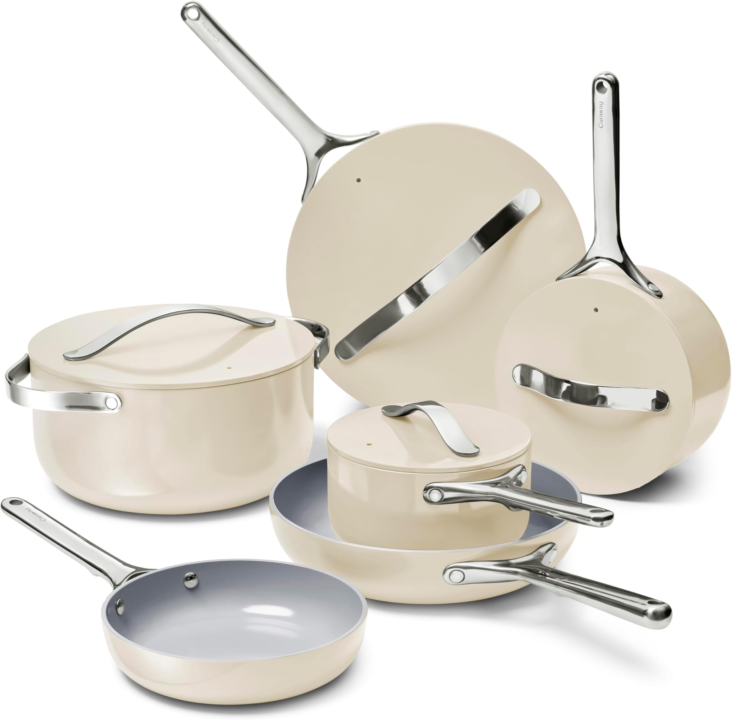Amazon.com: Caraway Deluxe Nonstick Ceramic Cookware Set (16 Piece ...
