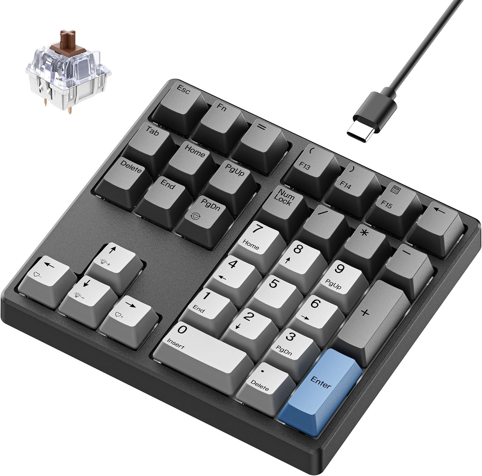 Amazon.com: Kisnt Mechanical Number Pad, 34 Key Hot Swappable Numpad ...