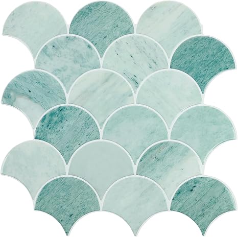 HOMEART Peel and Stick Backsplash Fish Scale Tile, Removable Renter ...