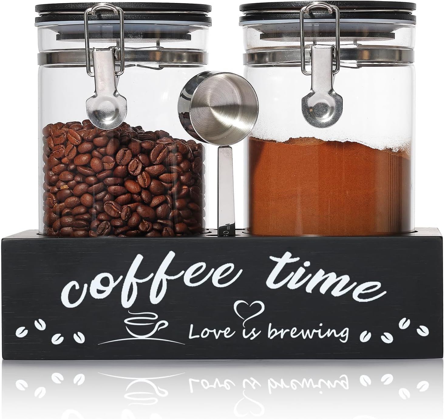 Amazon.com: Glass Coffee Containers with Lids,2Pcs 45oz BPA Free Coffee ...