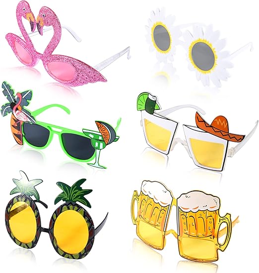 ZeYou Lustiges Sonnenbrillen Set 6 Paar,Neuheit Partybrille,Hawaiian Tropical Party Brille Set ...