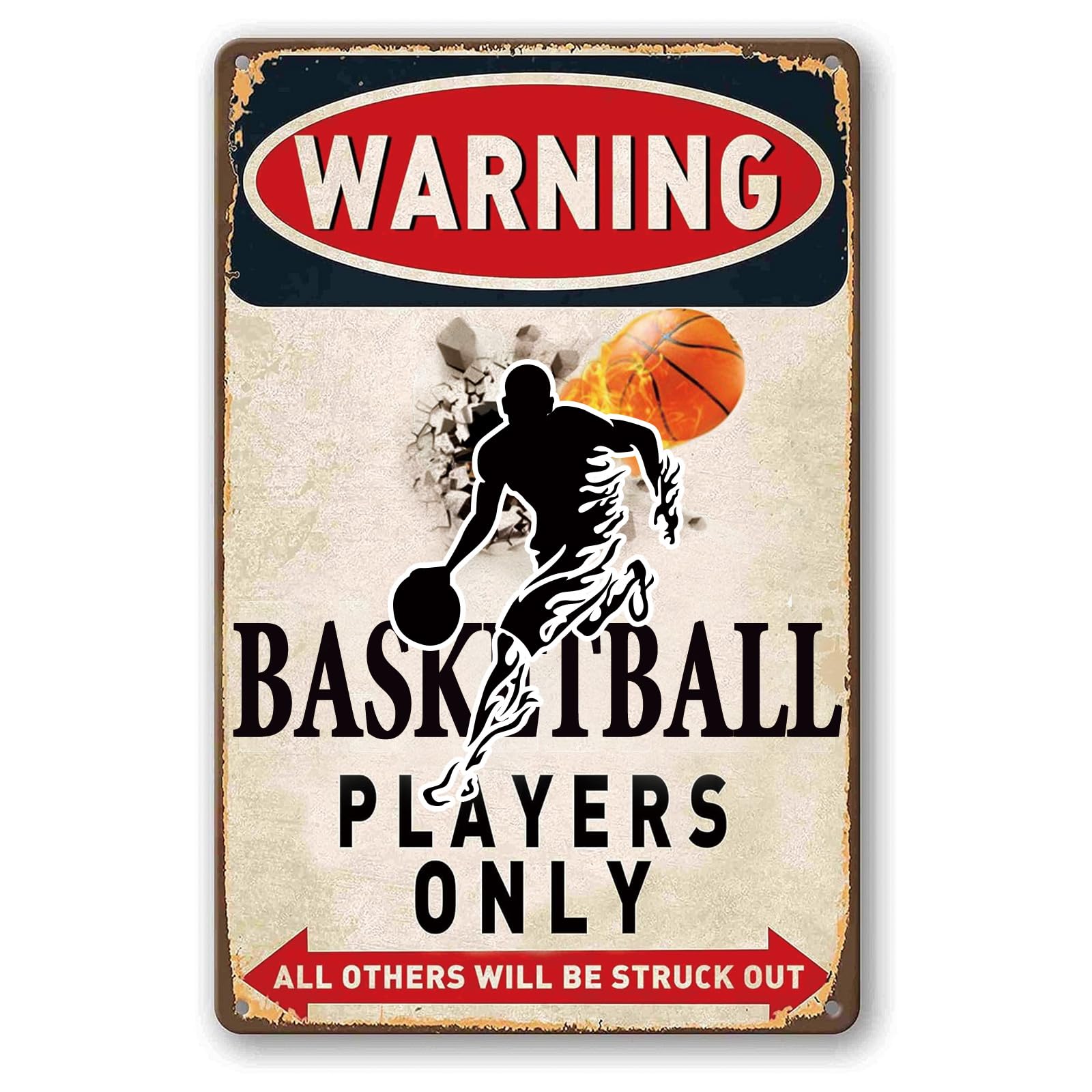 Amazon.com: Warning Basketball Players Only Tin Signs-Basketball Room ...