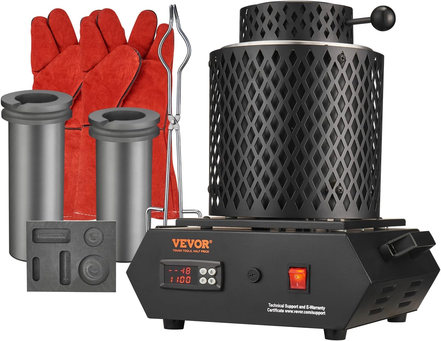 VEVOR Electric Melting Furnace, 1350W Electric Gold Smelting Furnace ...