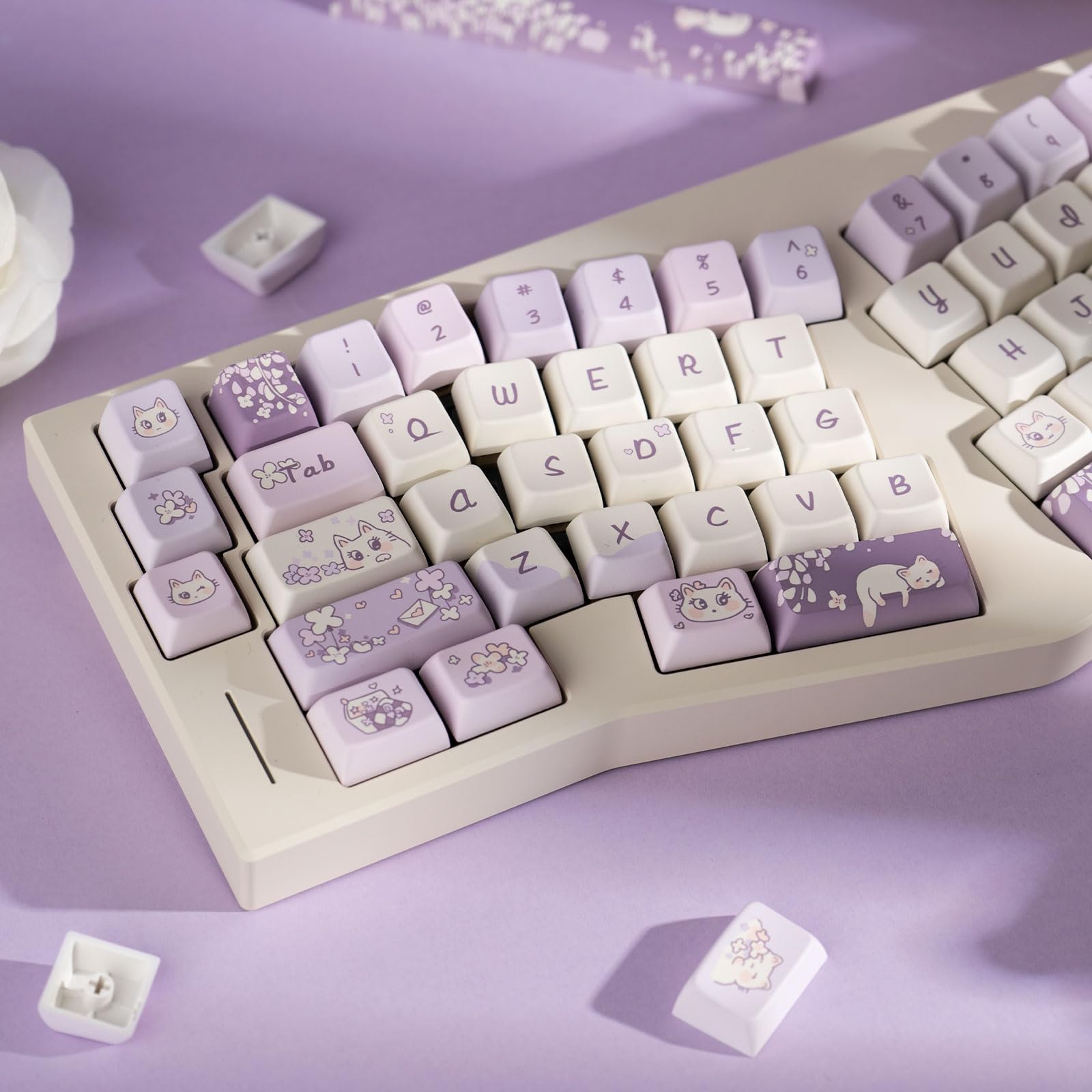 Amazon.com: 74 Keys Purple Keycaps PBT MDA Profile Keycaps Dye ...