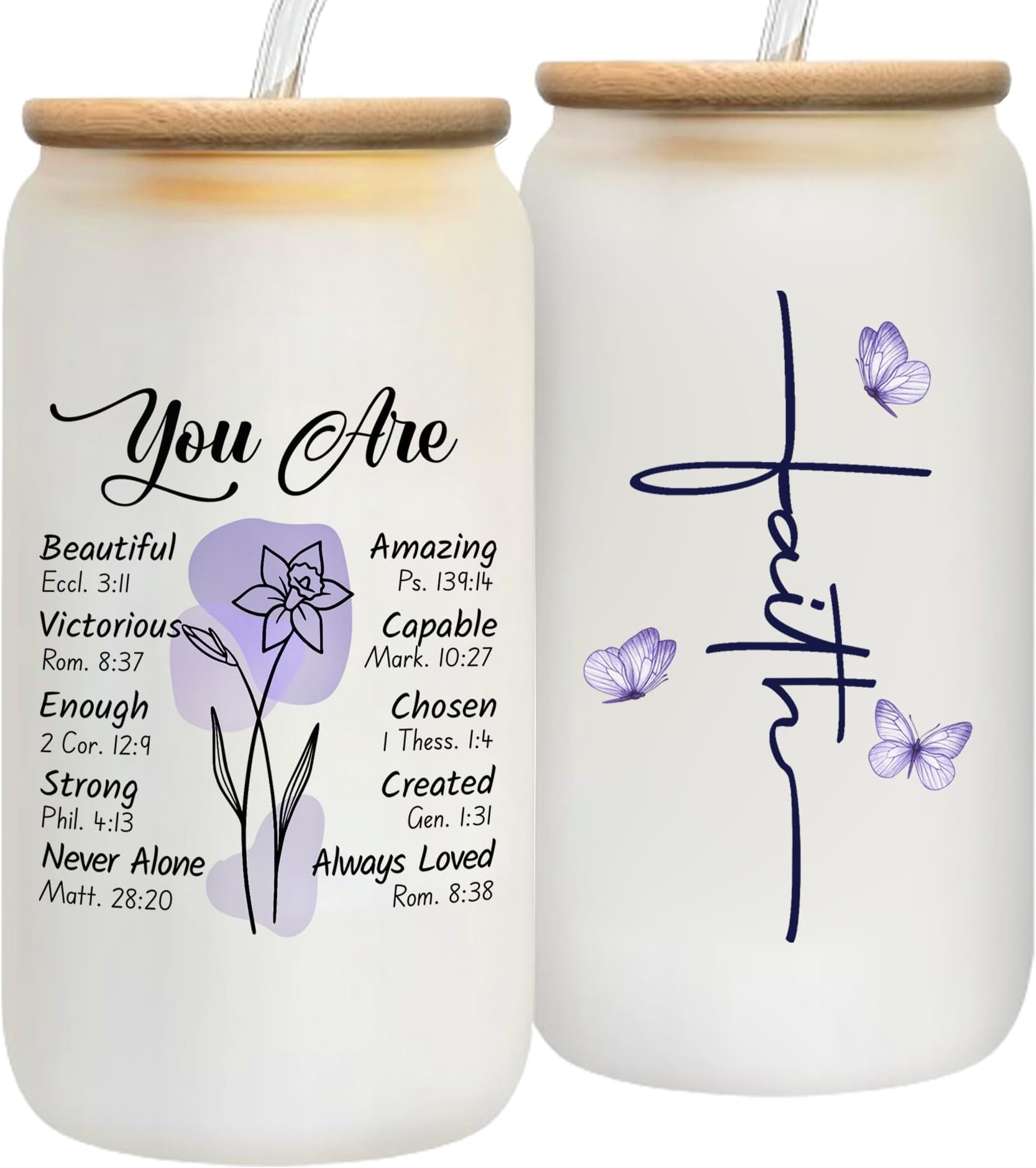 Amazon.com | Skylety 10 Pcs Bible Verse Tumbler with Lids and Straw ...