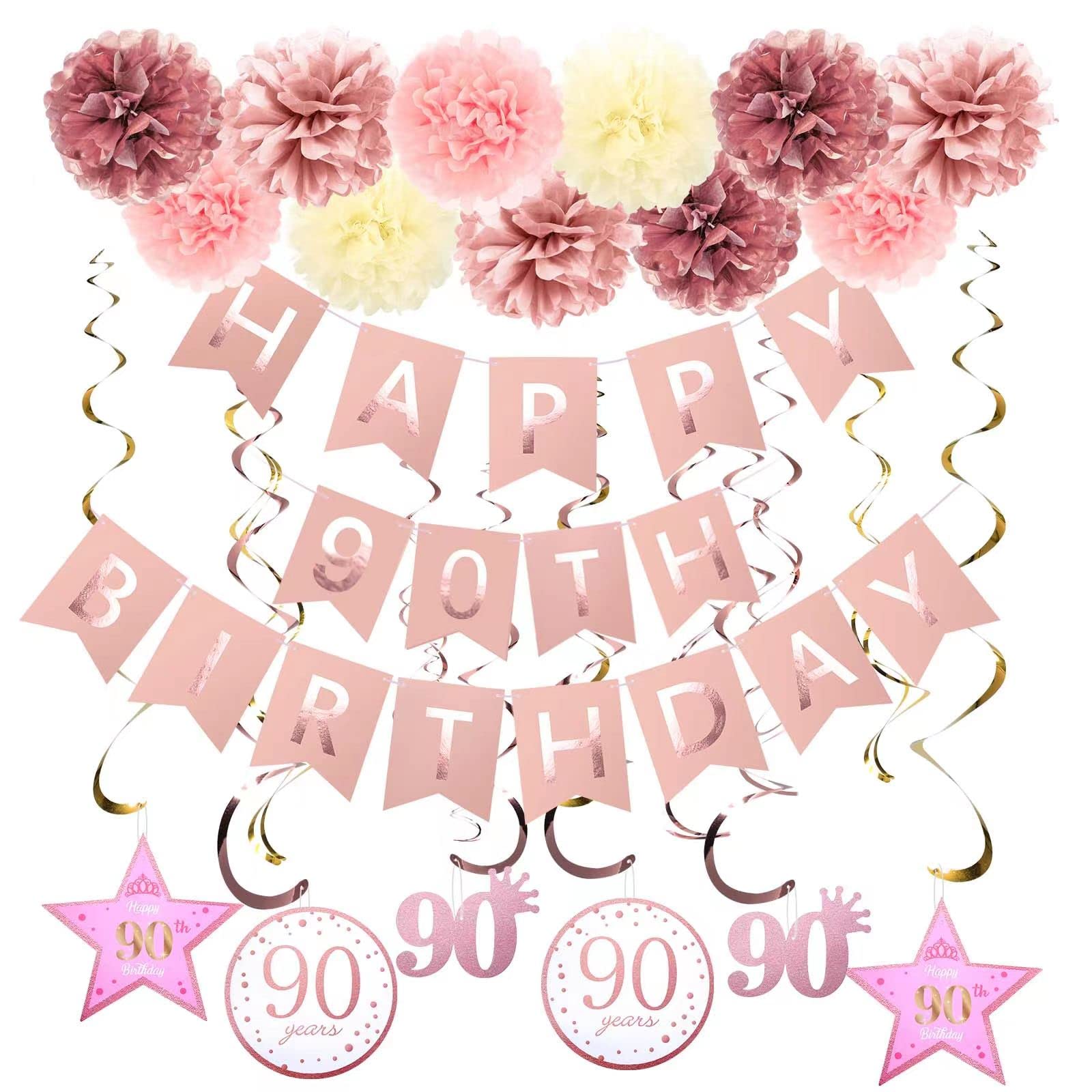 Amazon.com: Rose Gold 90th Birthday Party Decorations, Rose gold ...