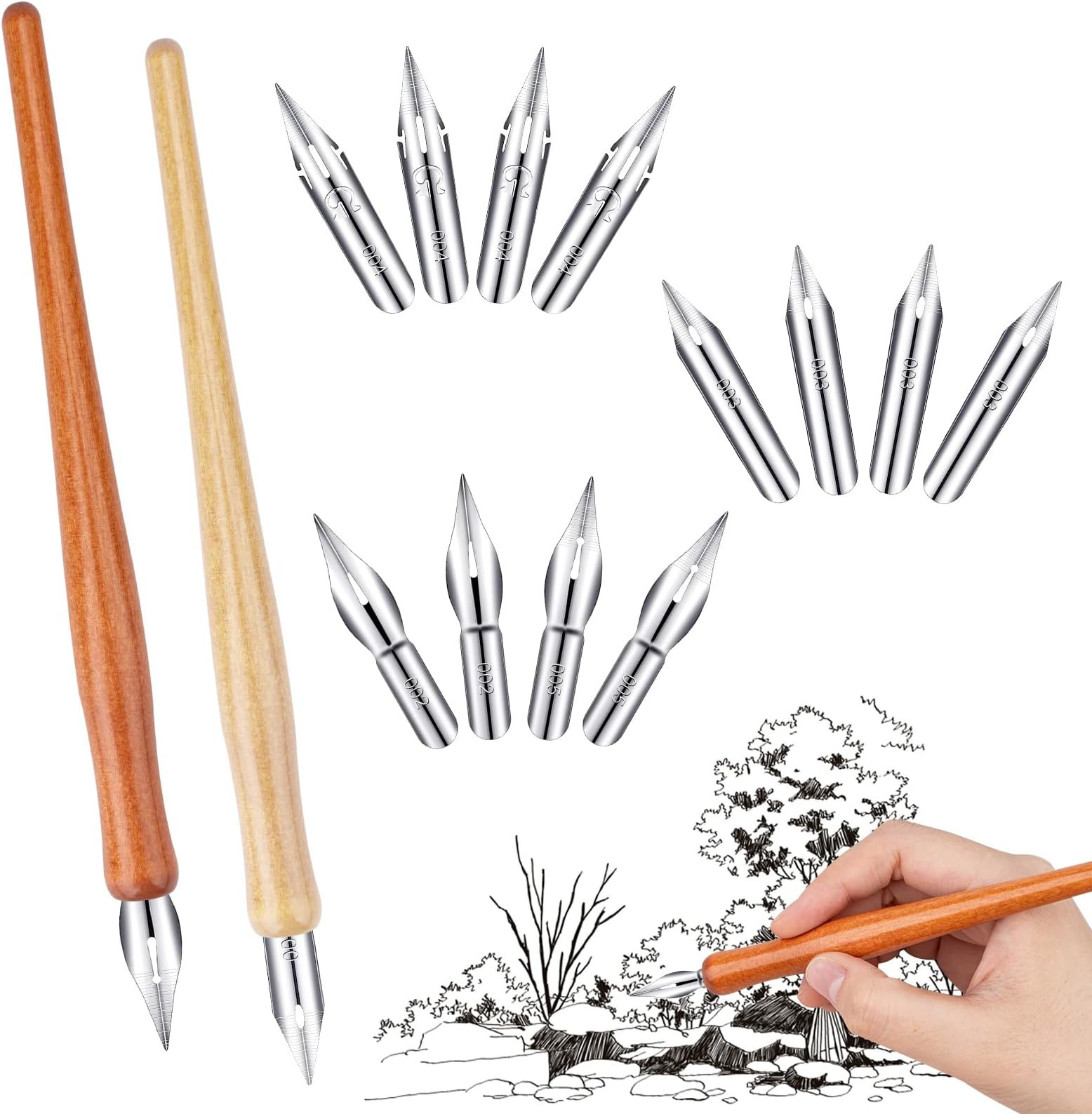 Fantasyon 14 Pieces Comic Dip Pen, Calligraphy Dip Pen Including 2 Pen ...