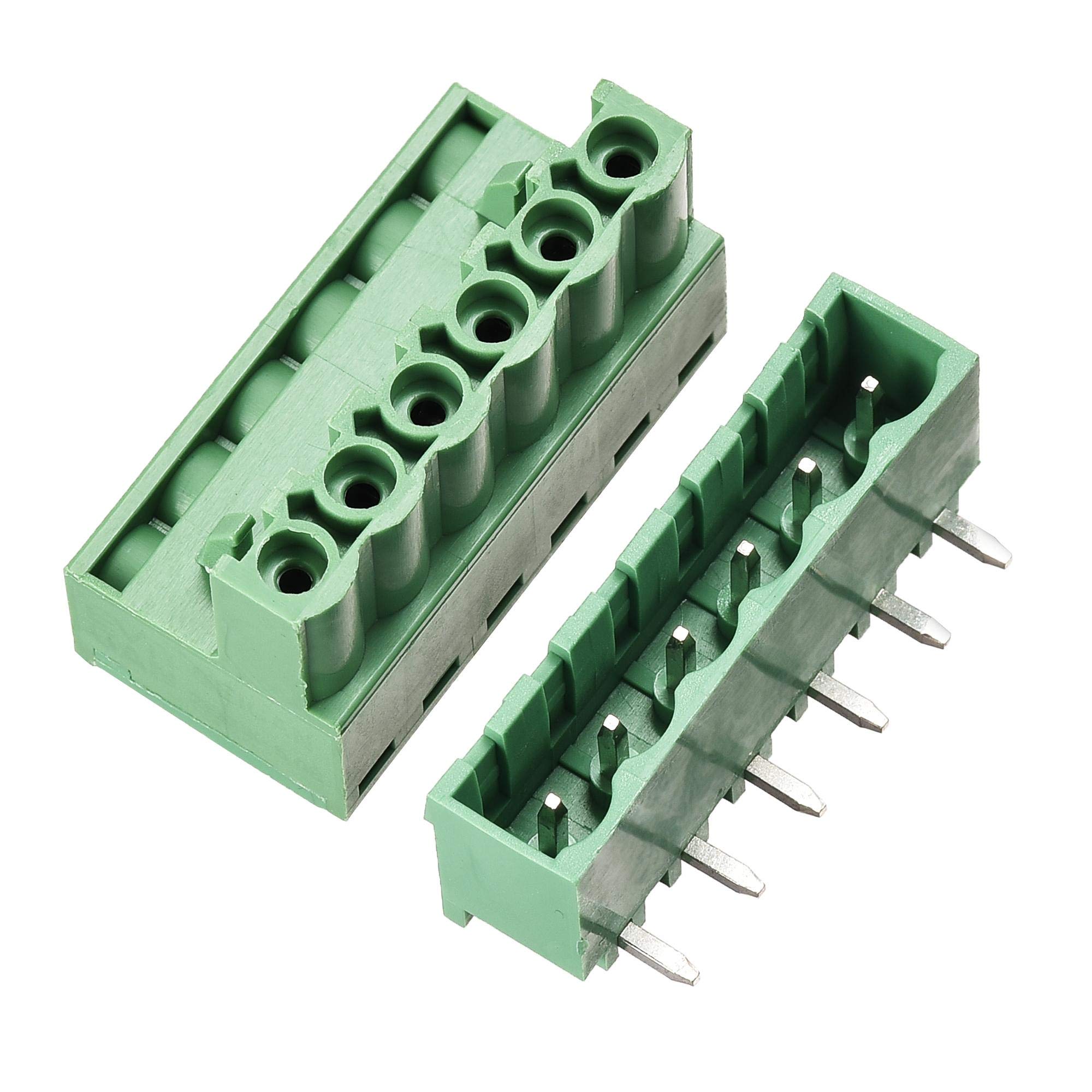 uxcell 6-Pin 5.08mm Pitch Right Angle PCB Screw Terminal Block ...