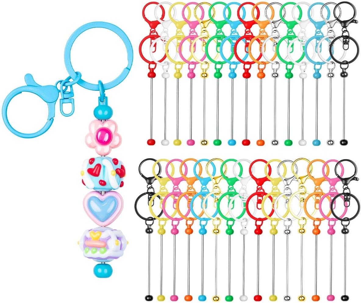 Amazon.com: RQAYE 30pcs Beadable Keychains Keychain Bulk kit Cute Blank ...