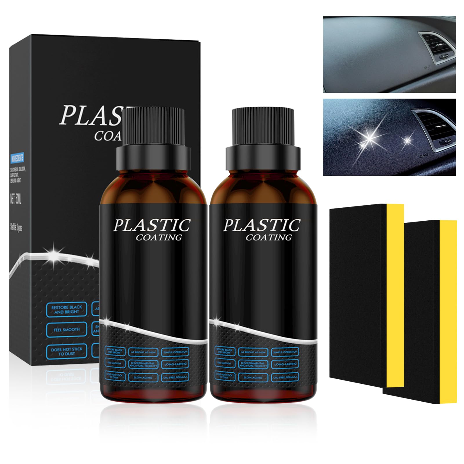 GROVL Car Plastic Restorer 50 Ml*2 Pcs, Car Plastic Parts Refurbishment ...