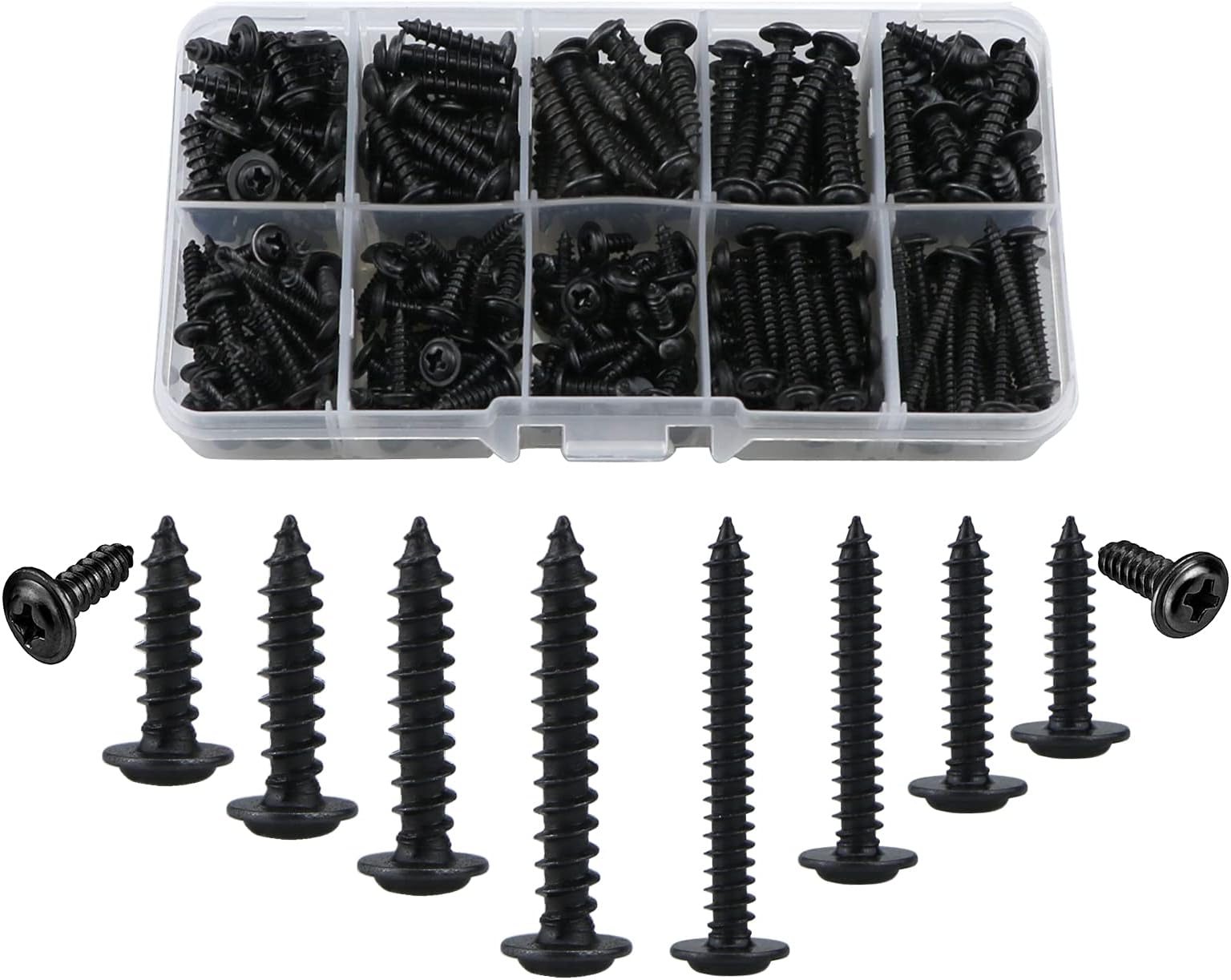 M3,M4 Self Tapping Screws Metal With Washers,280 pcs Pan Head Phillips ...