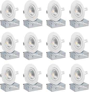LED 4-Inch 5CCT Gimbal Recessed Slim Pot Lights with Junction Box ...