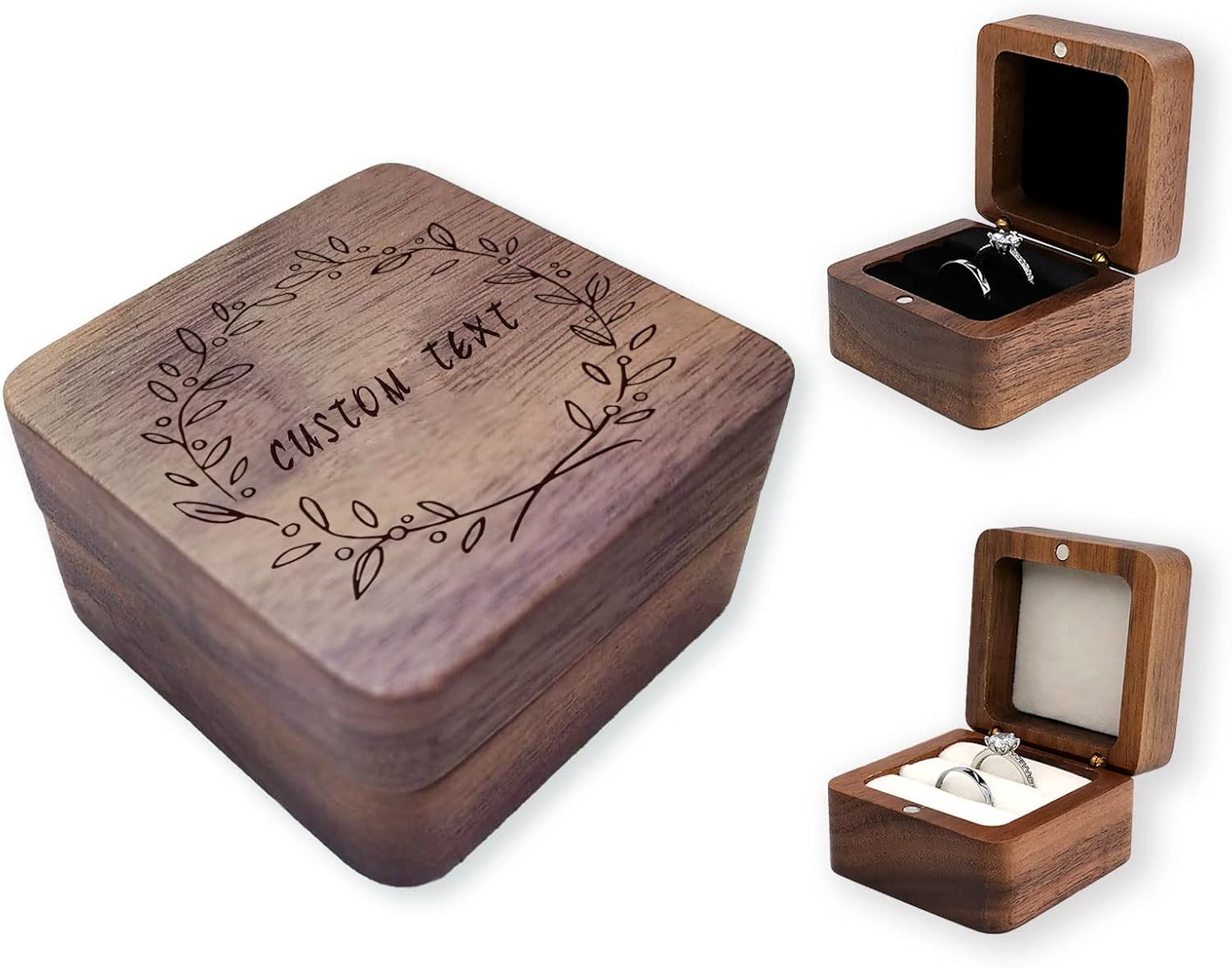Amazon.com: LAIFU Custom Wooden Ring Box for Wedding Ceremony with Text ...