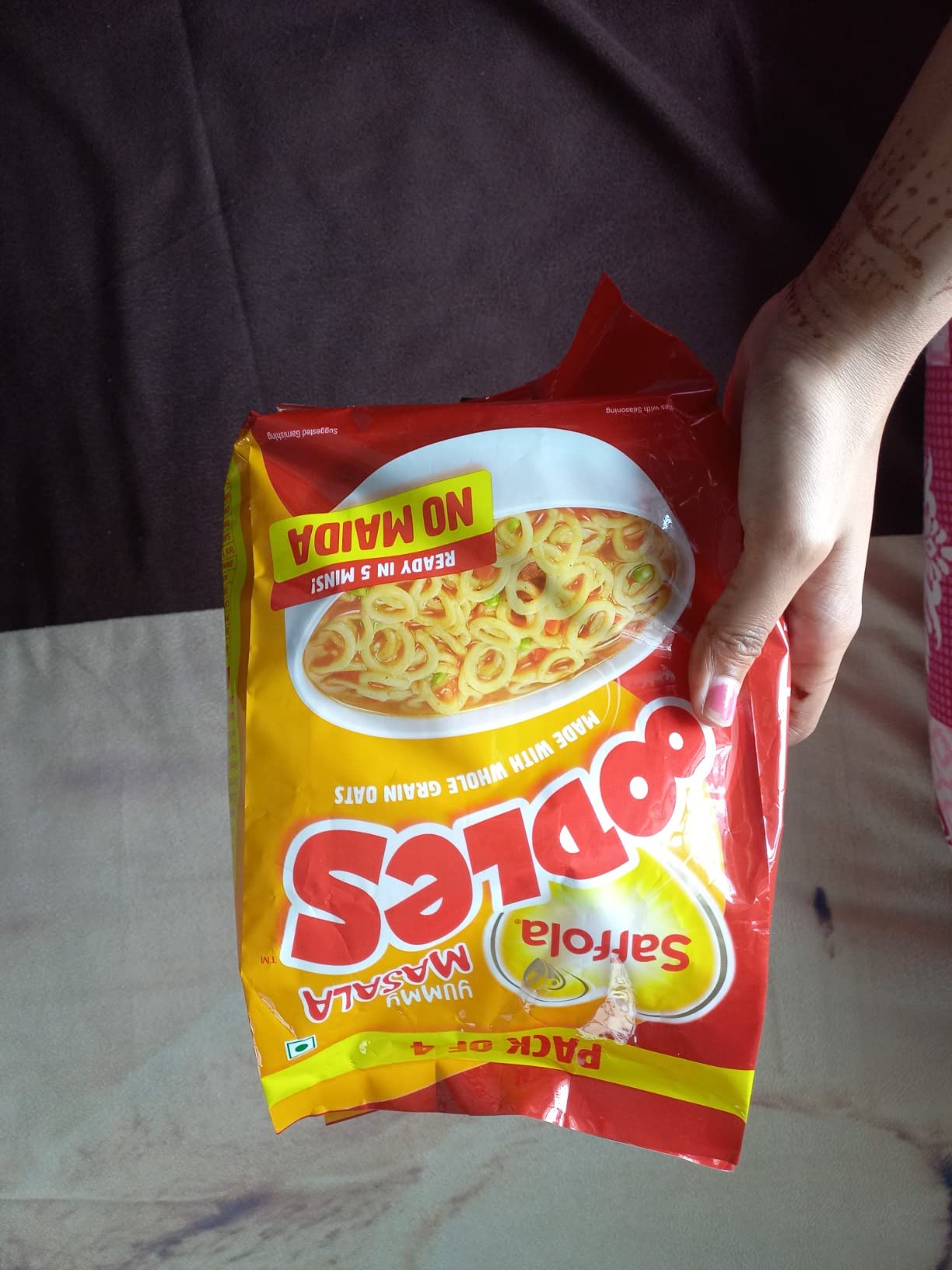 Saffola Oodles, Instant Noodles, Ring Shape, Yummy Masala Flavour, No ...